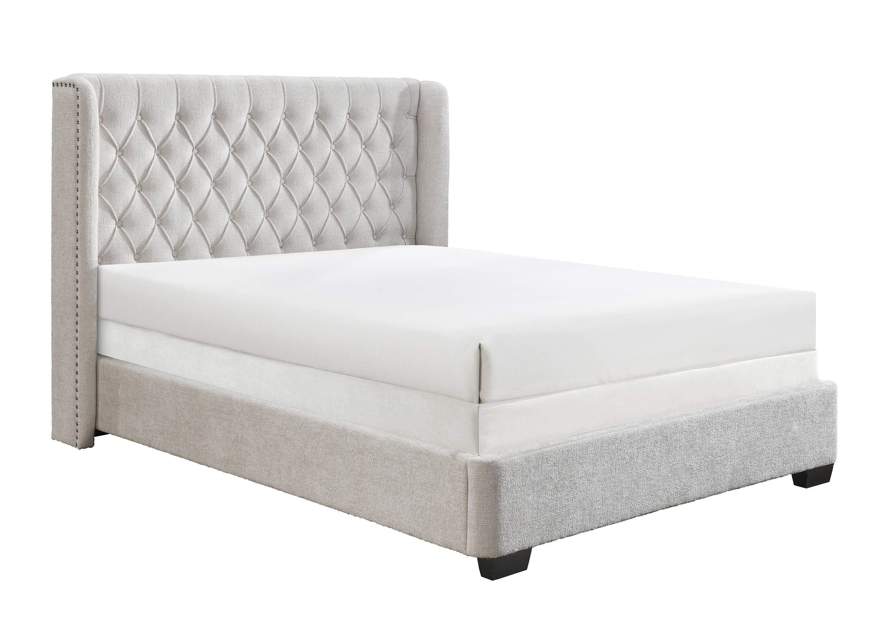 Lark Manor™ Daphne Ivory Boucle King Upholstered Panel Bed | Wayfair