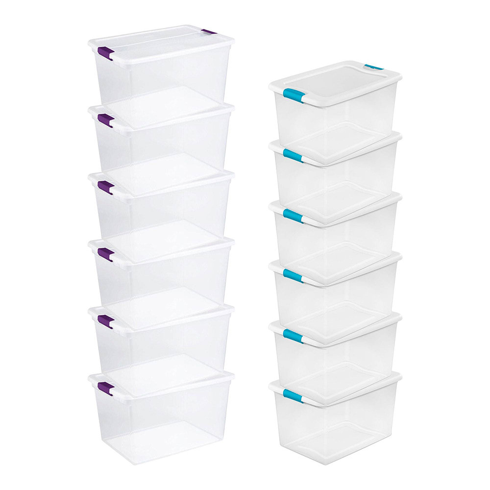 Sterilite 66 Qt. Latch Storage Container (6 Pack) & 64 Qt. Storage Box ...
