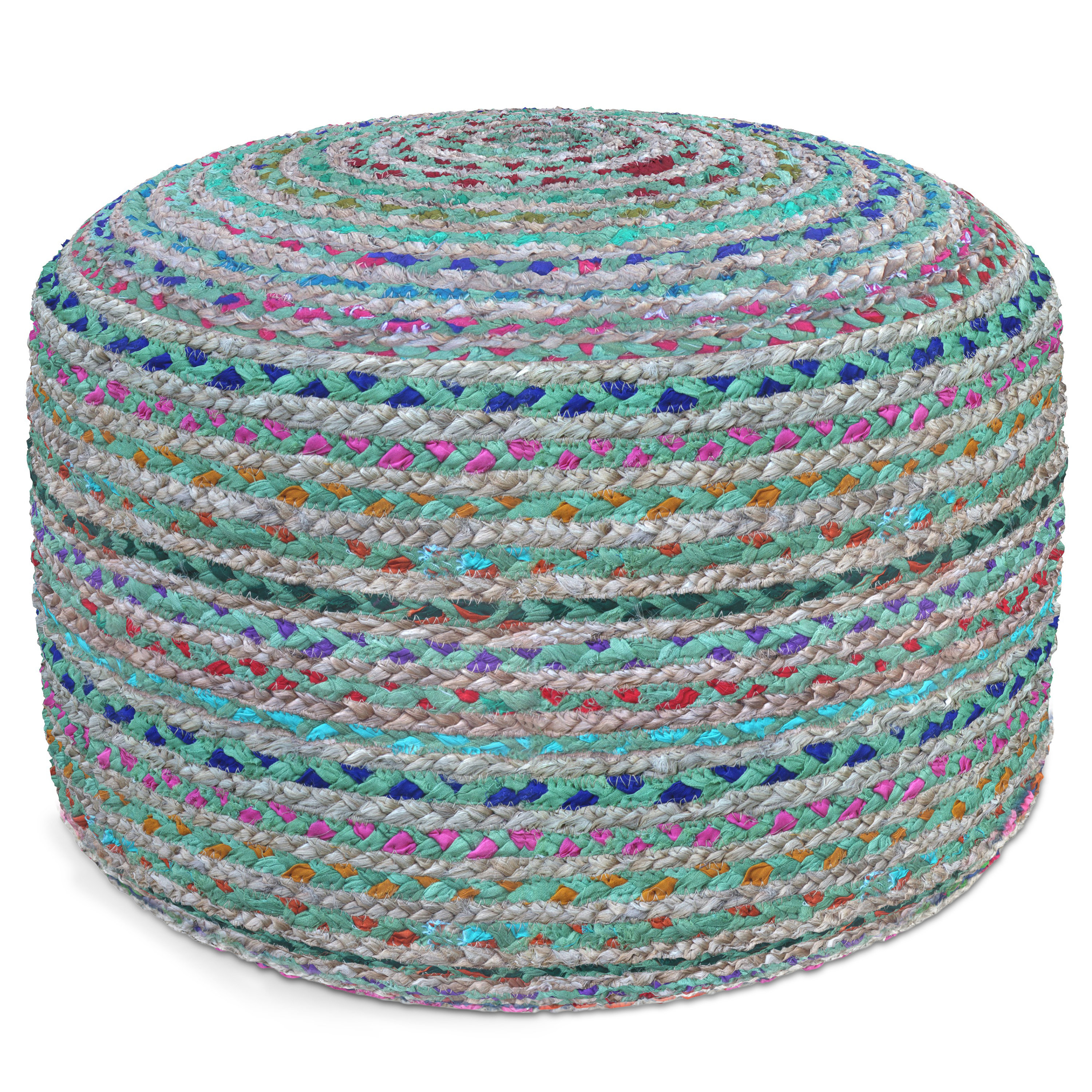 Simpli Home Margo 20" Wide Round Striped Pouf Ottoman & Reviews ...