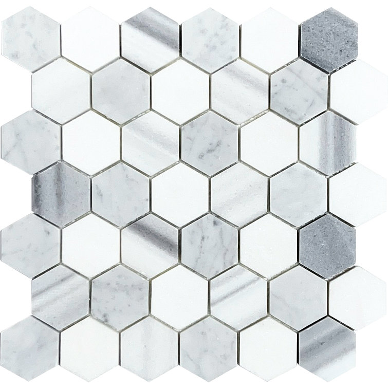 Belluno Designs Opal 2" X 2" Marble Honeycomb Mosaic Wall & Floor Tile ...