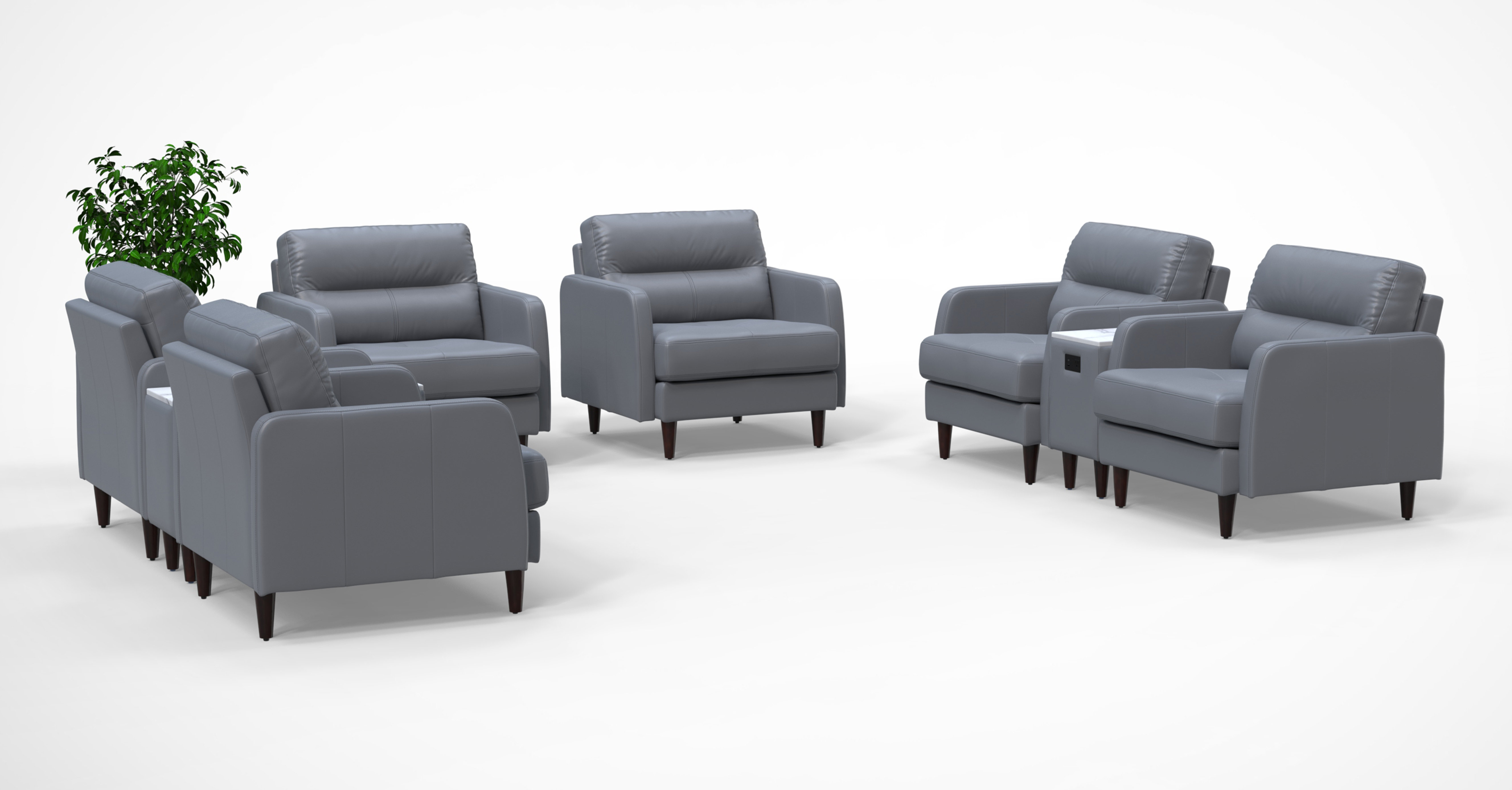 Reunion 6 Person Waiting Room Reception Chairs With Charging Tables 8Pc ...