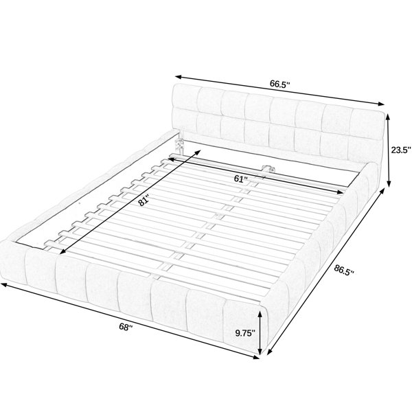 Latitude Run® Queen Bed Frame With Chenille Upholstery, Stable & , No ...