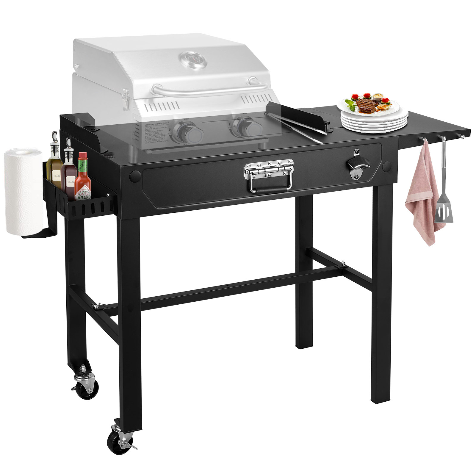 Bestfire Heavy-duty Mobile Grill Cart With Locking Wheels - Universal ...