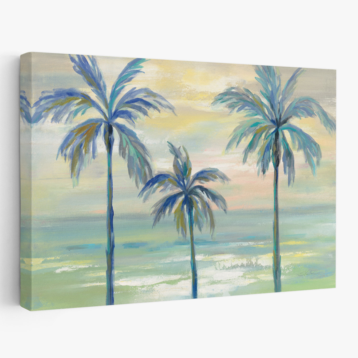 Bay Isle Home™ Marine Layer Palms - Blue Coastal Green Indigo | Wayfair