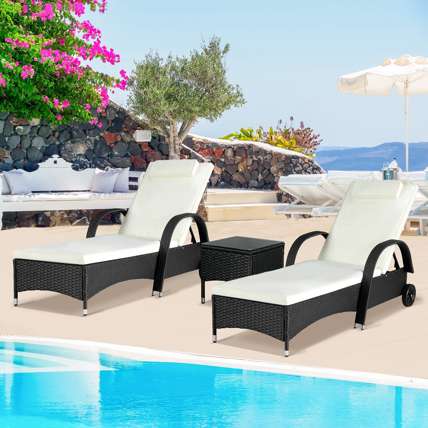 Red Barrel Studio® Ber 78.75" Long Reclining Chaise Lounge Set with ...