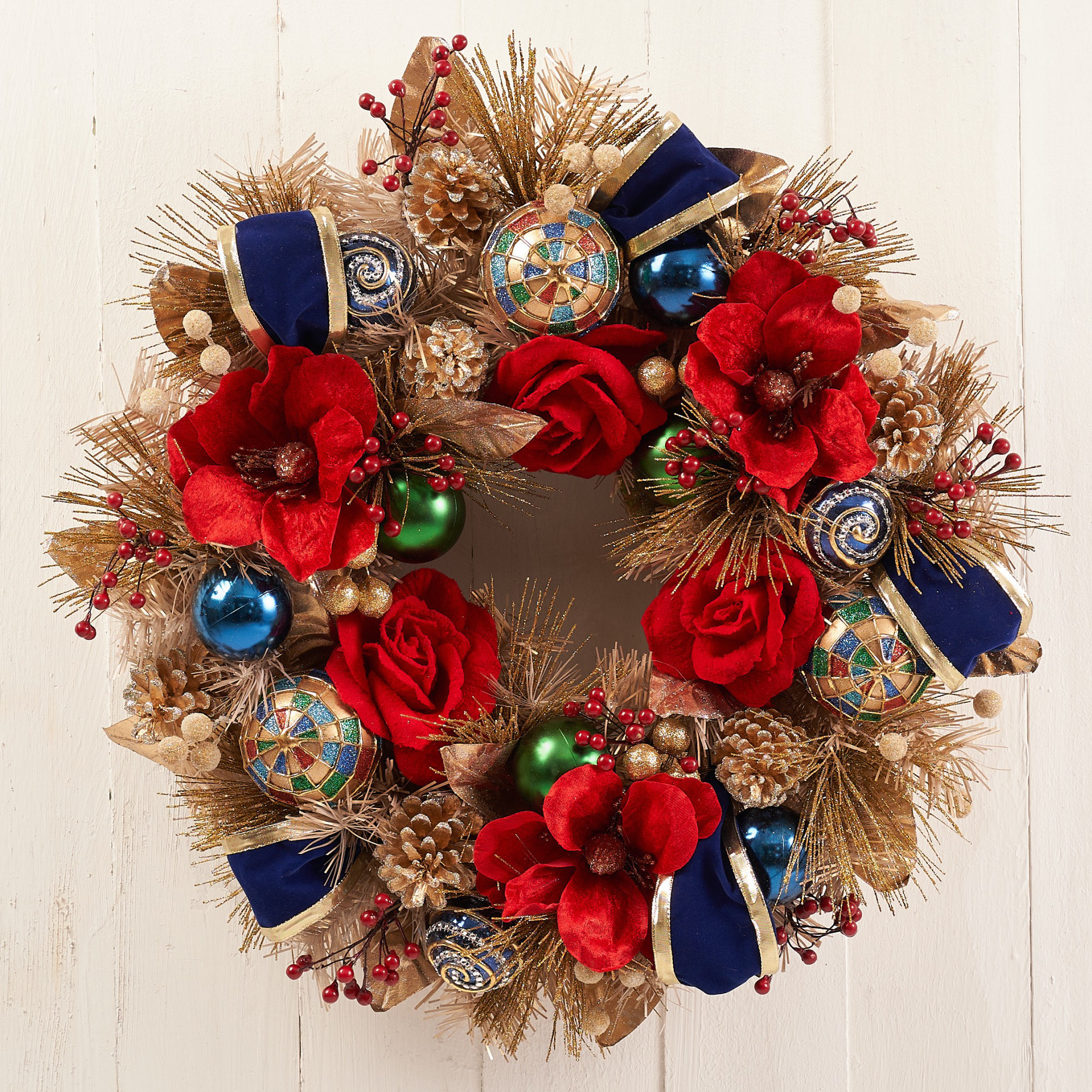 The Holiday Aisle® 22" Elegant Floral Wreath | Wayfair