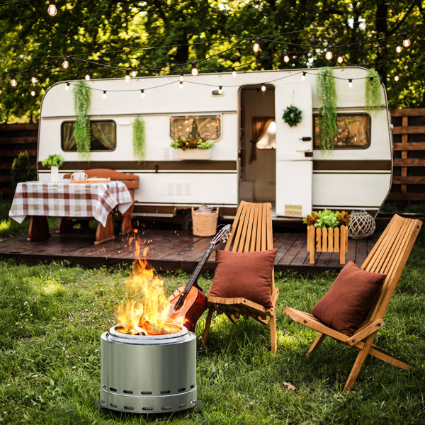 Latitude Run® 19.5" Smokeless Fire Pit For Outdoor Use - Stainless ...