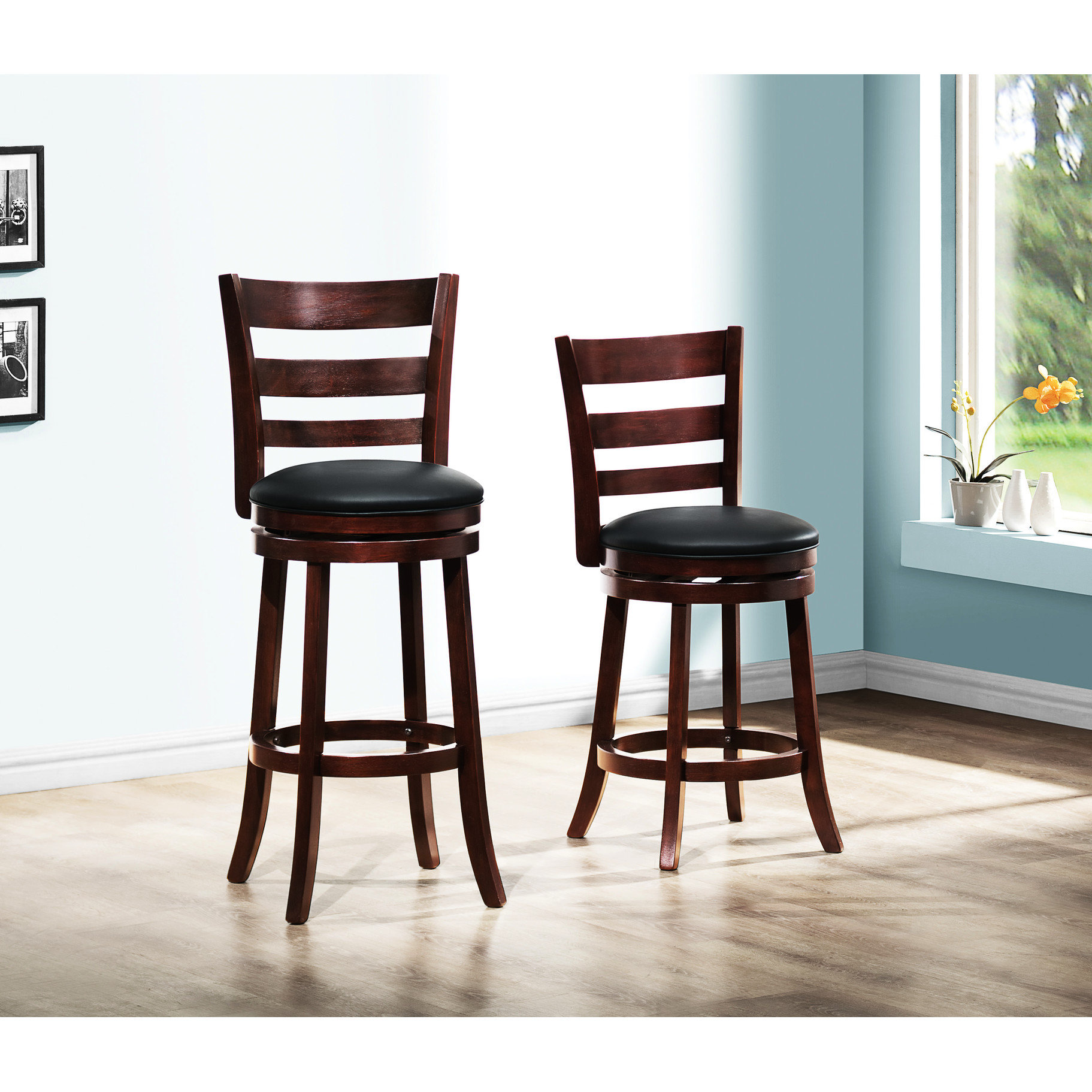 Hokku Designs 360-Degree Rotating Bar Chair In Dark Cherry Finish ...