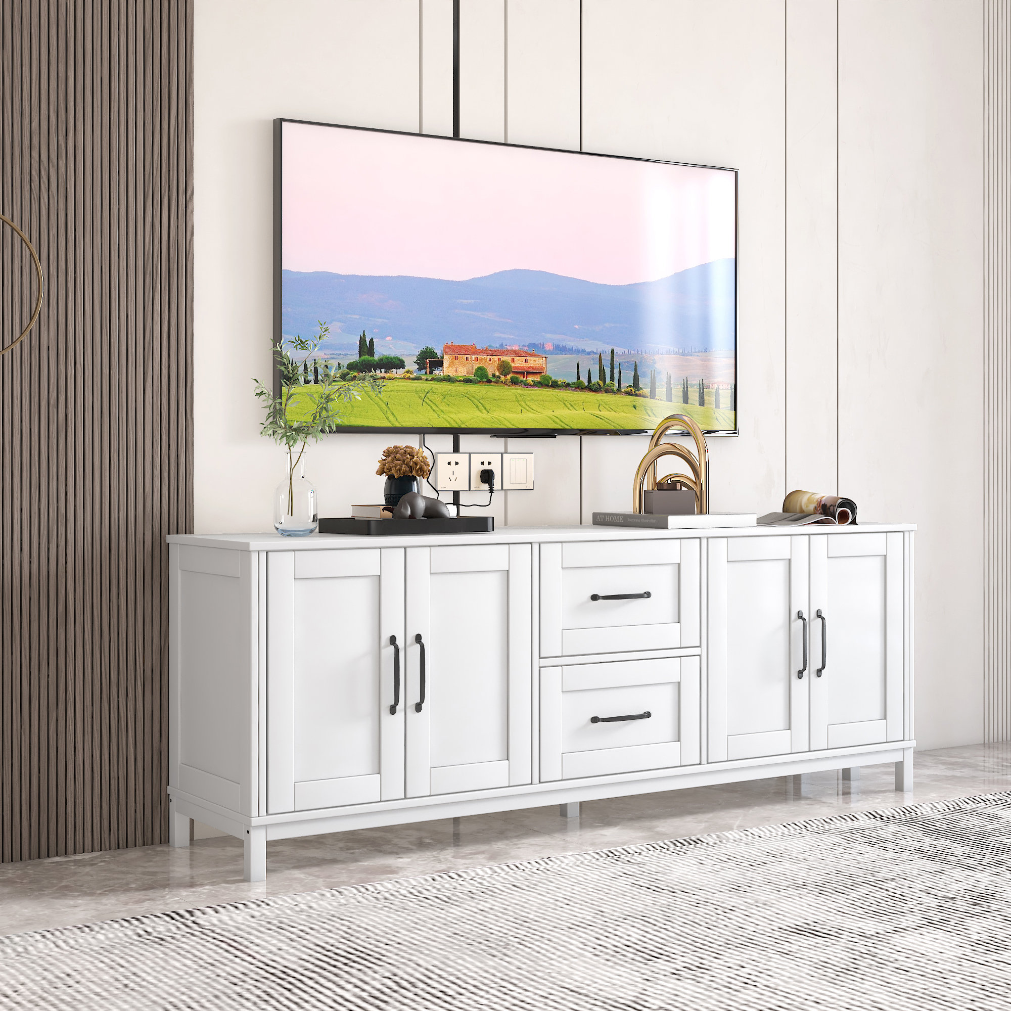 Ebern Designs Modern TV Stand with Drawers and Cabinet - Wayfair Canada