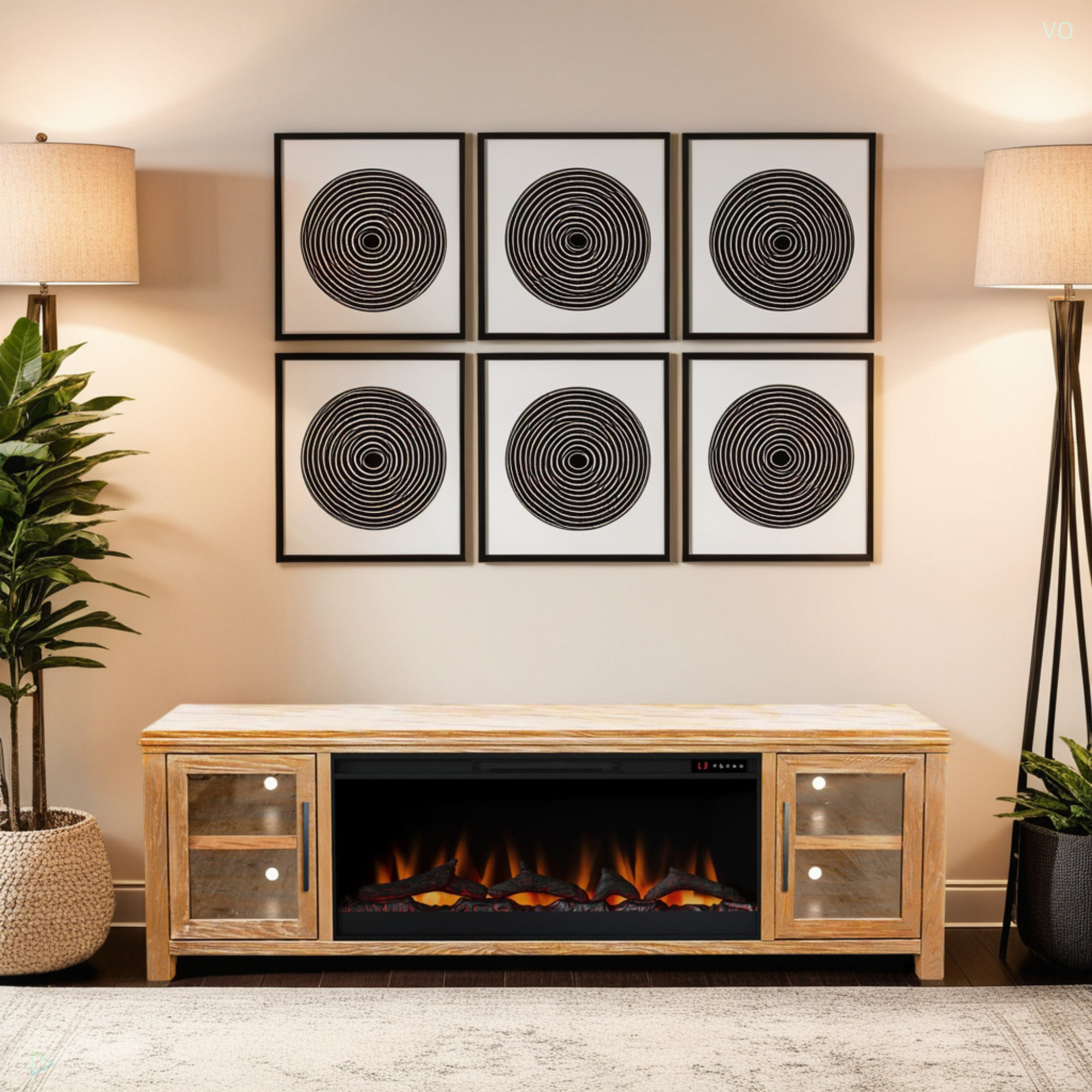 Red Barrel Studio® 86 Inch Electric Fireplace TV Console For Tvs Up To ...