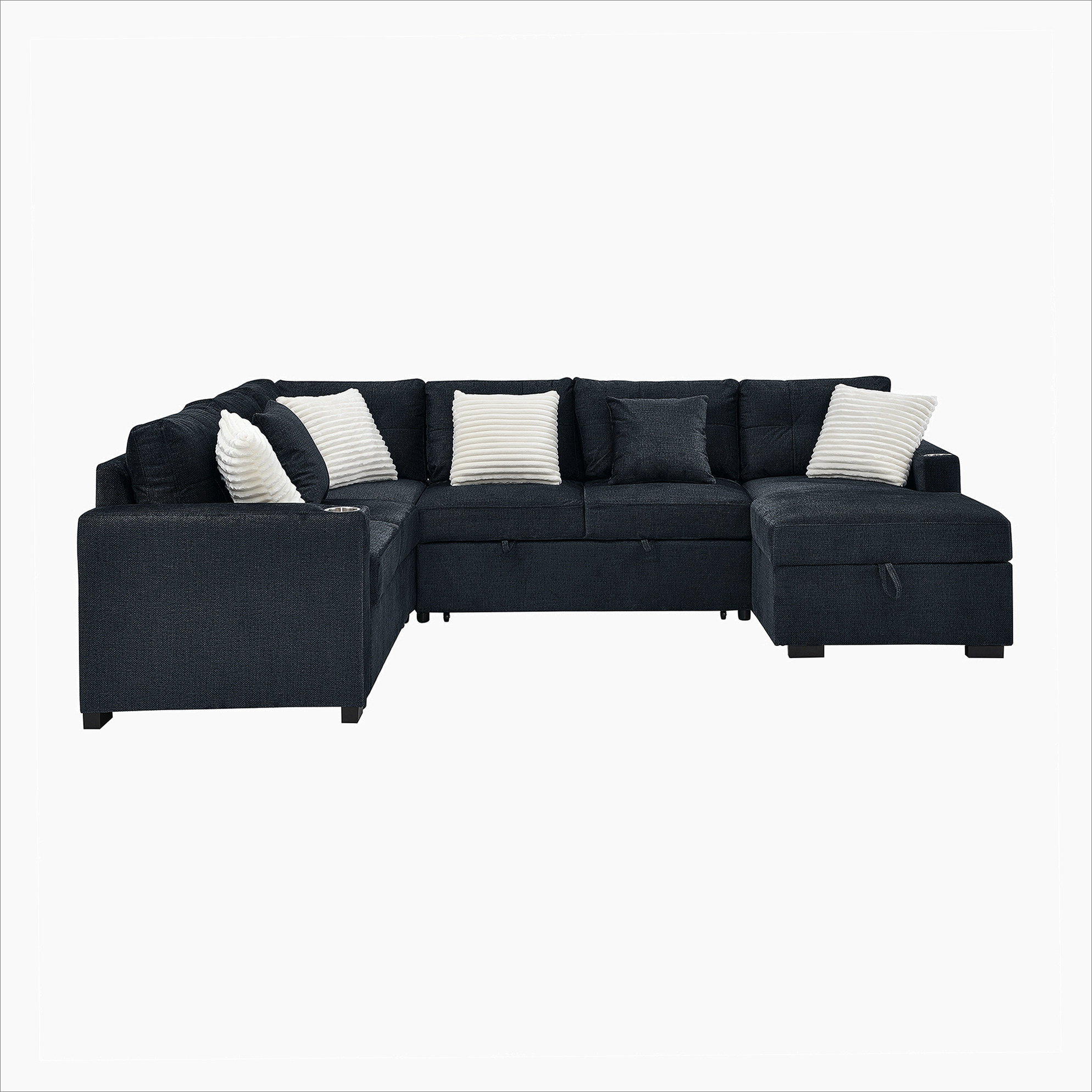 Hokku Designs Convertible Sleeper Combo Sofa Storage Cup Holder | Wayfair