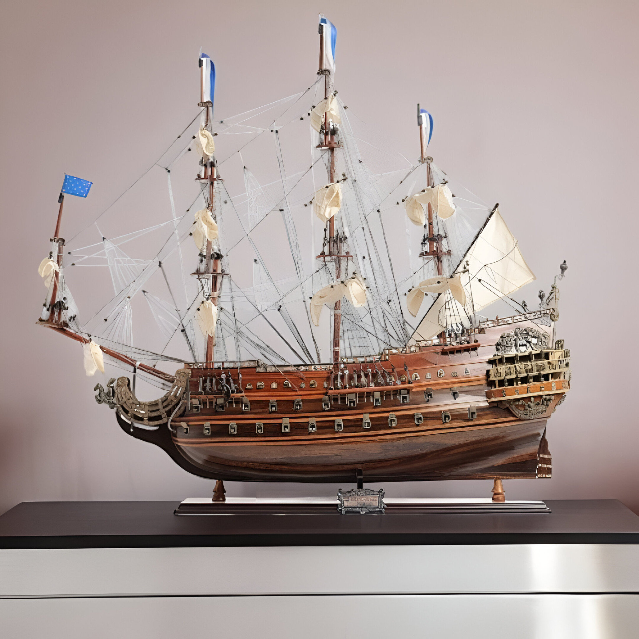 Longshore Tides 33" Brown Solei Royal Boat Hand Painted Decorative Boat ...