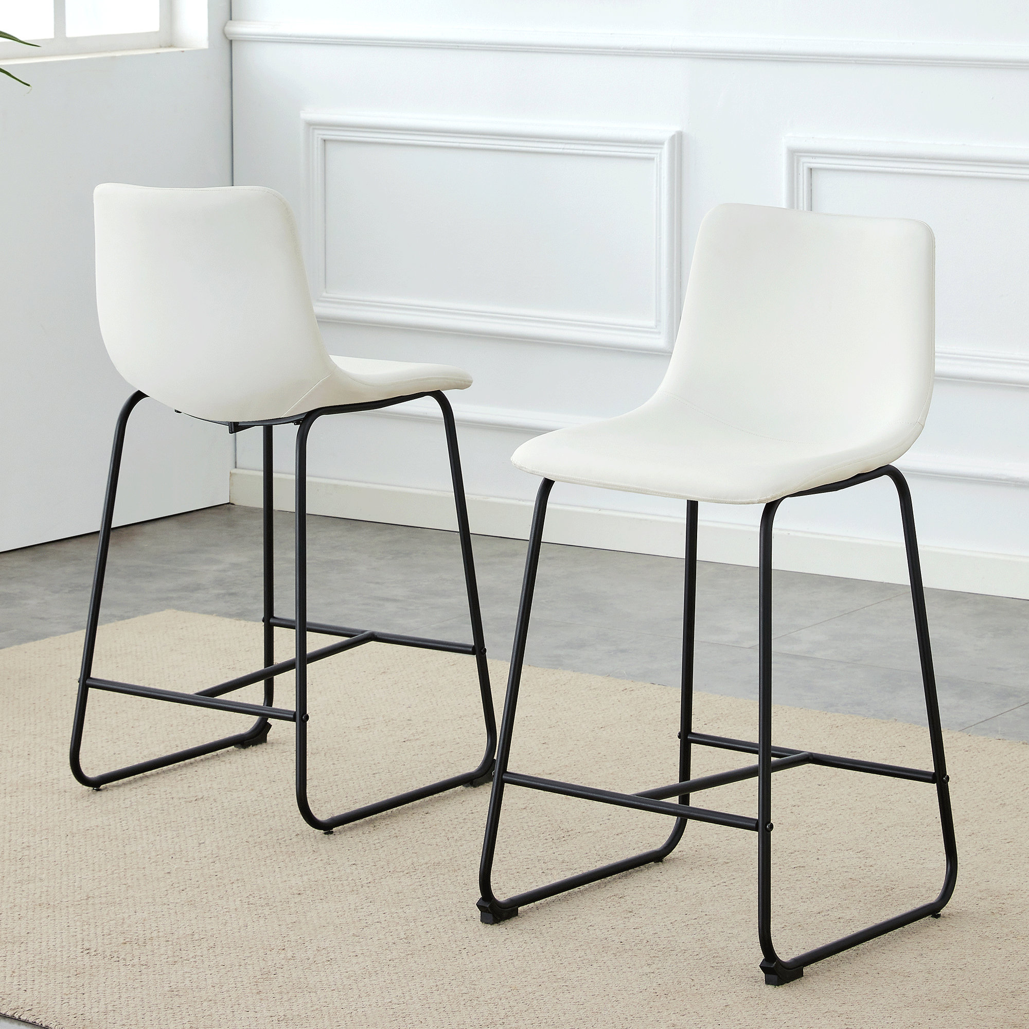 NFusion Dalton 25.8" Seat Height Counter Stools with PU Leather | Wayfair