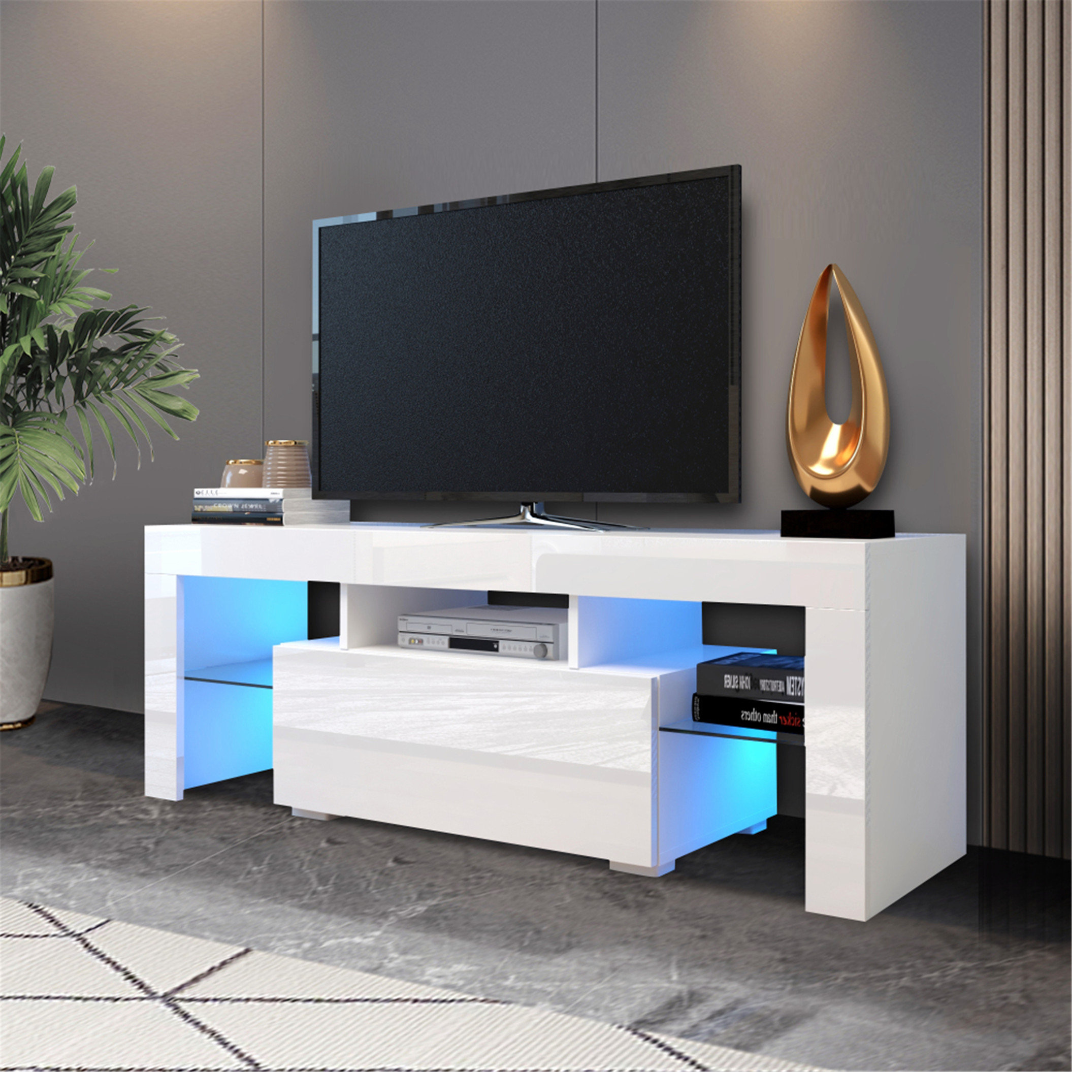 Ivy Bronx Stylish Entertainment TV Stand with Advanced LED System for ...