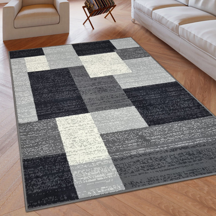 Ivy Bronx Benhamin White/Black/Grey Rug & Reviews | Wayfair.co.uk