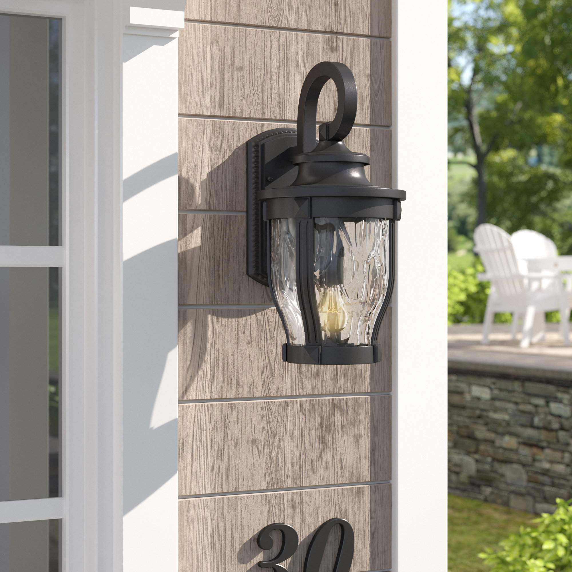 Charlton Home® Urbanski Black Integrated LED Outdoor Wall Lantern ...