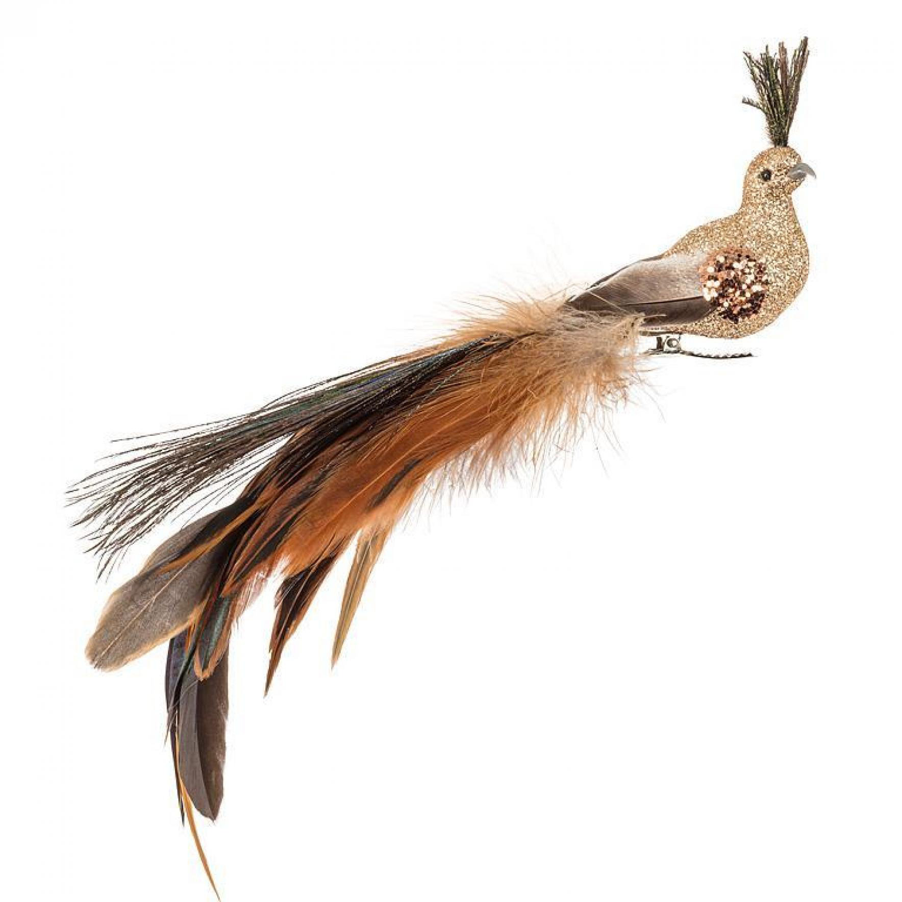 The Holiday Aisle® Gold Glitter Bird On A Clip Decoration | Wayfair