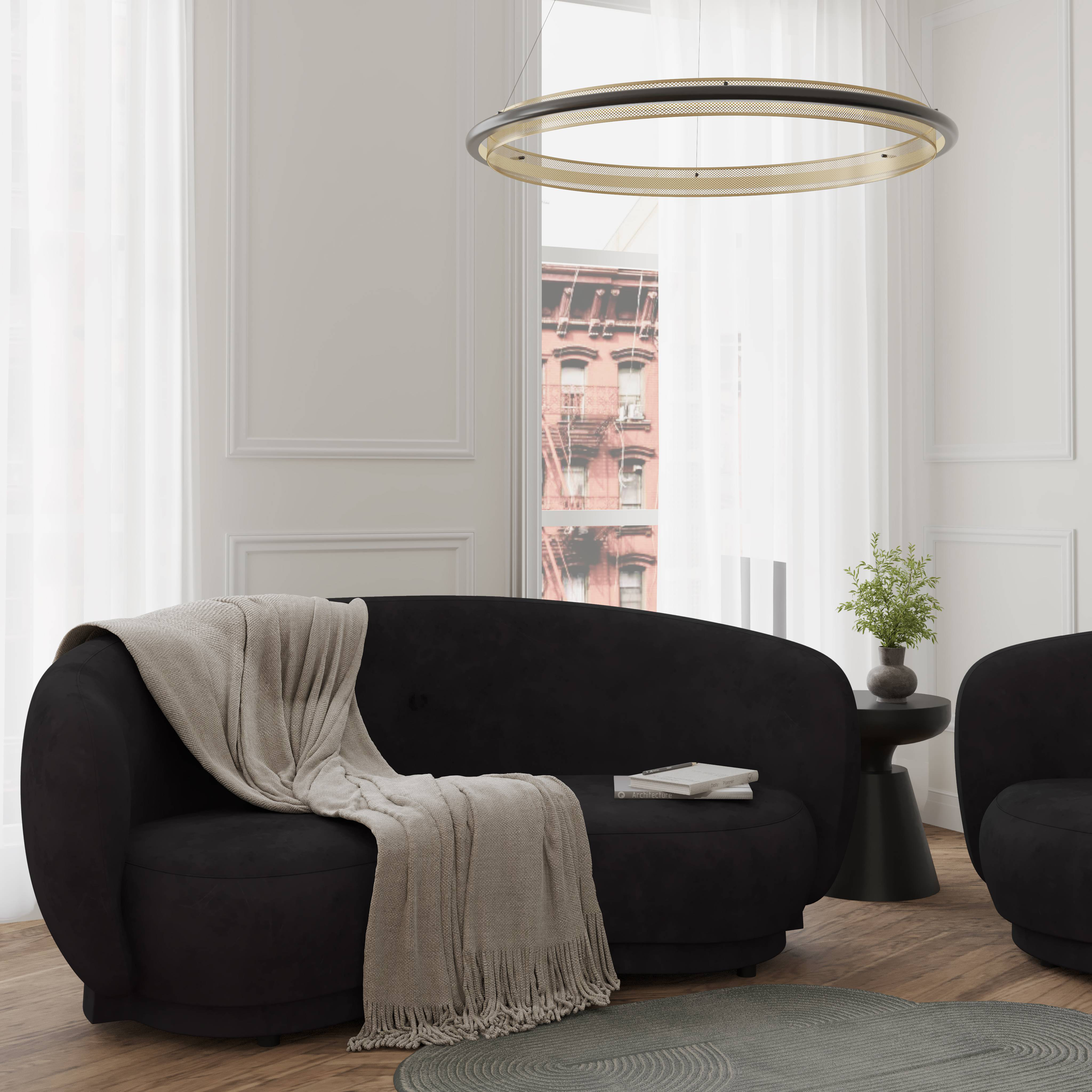 Mercer41 Lehna 3-Seater Wide Couch Sofa Upholstered In Velvet With Foam ...