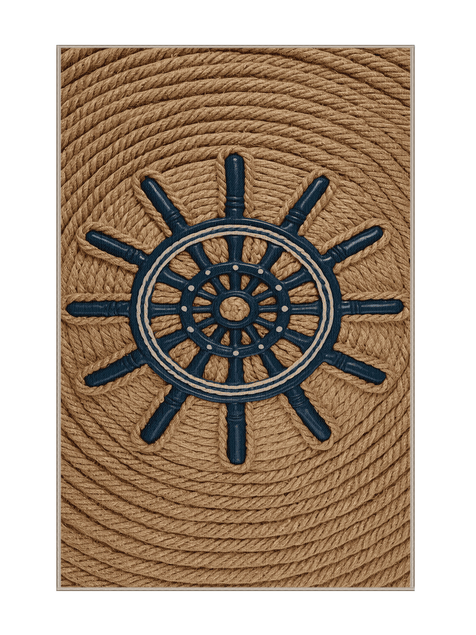 Longshore Tides Washable Ships Wheel Medallion Coastal Area Rug | Wayfair