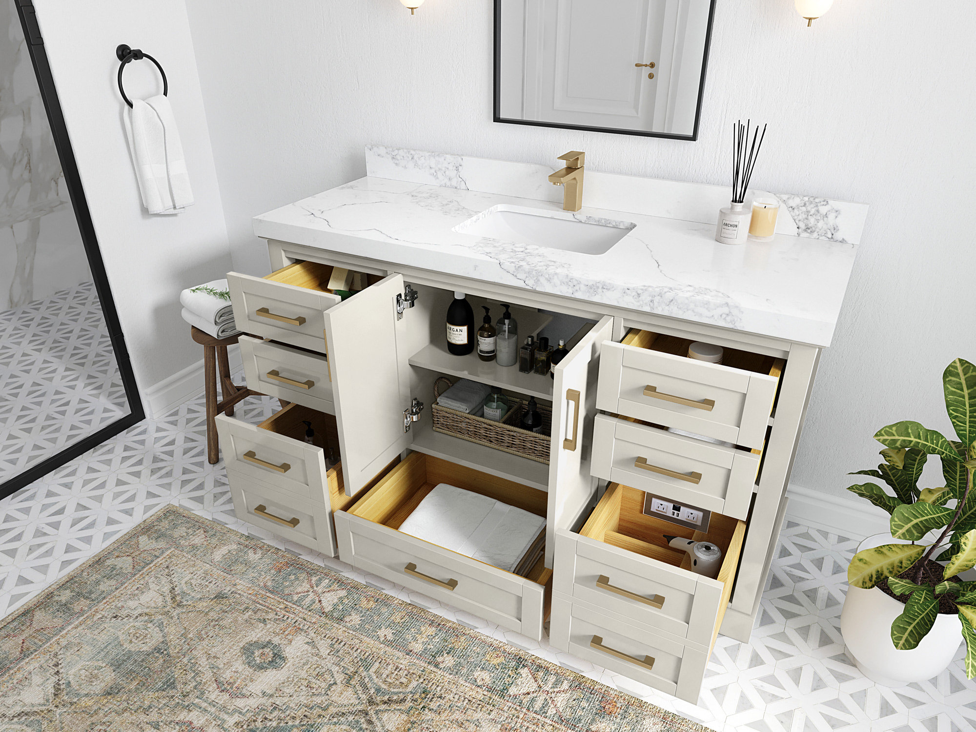 Willow Collections Boston 60 In. W X 22 In. D Single Sink Bathroom ...