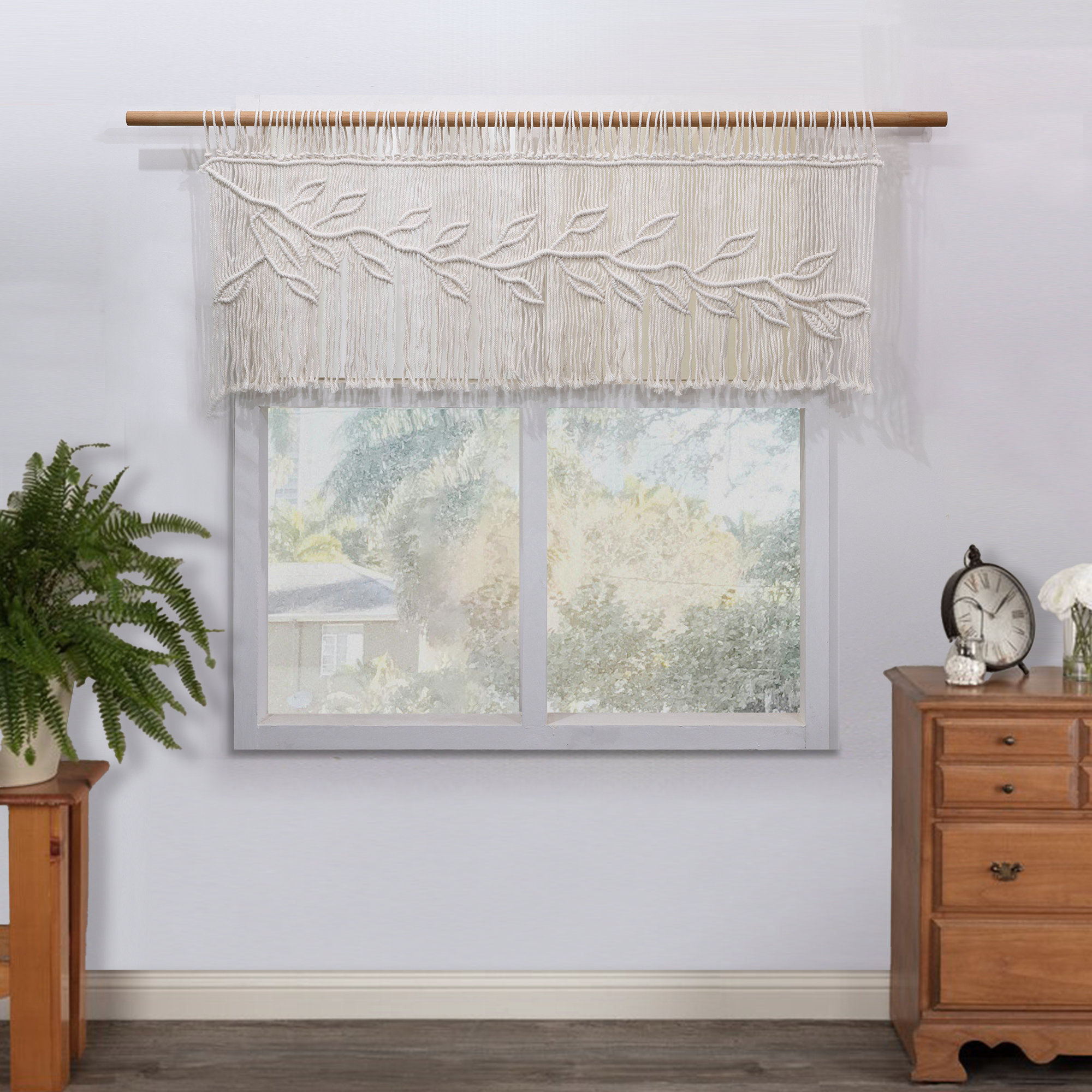 GALMAXS7 Cotton Leaf Window Valance 52"W x 22"L | Wayfair