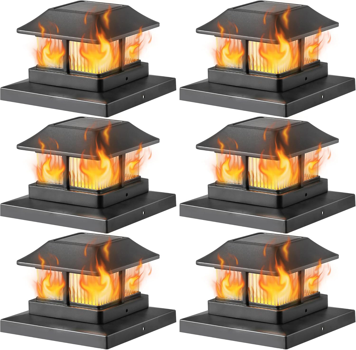 Red Barrel Studio® Solar Flame Post Cap Lights Outdoor Solar Powered ...