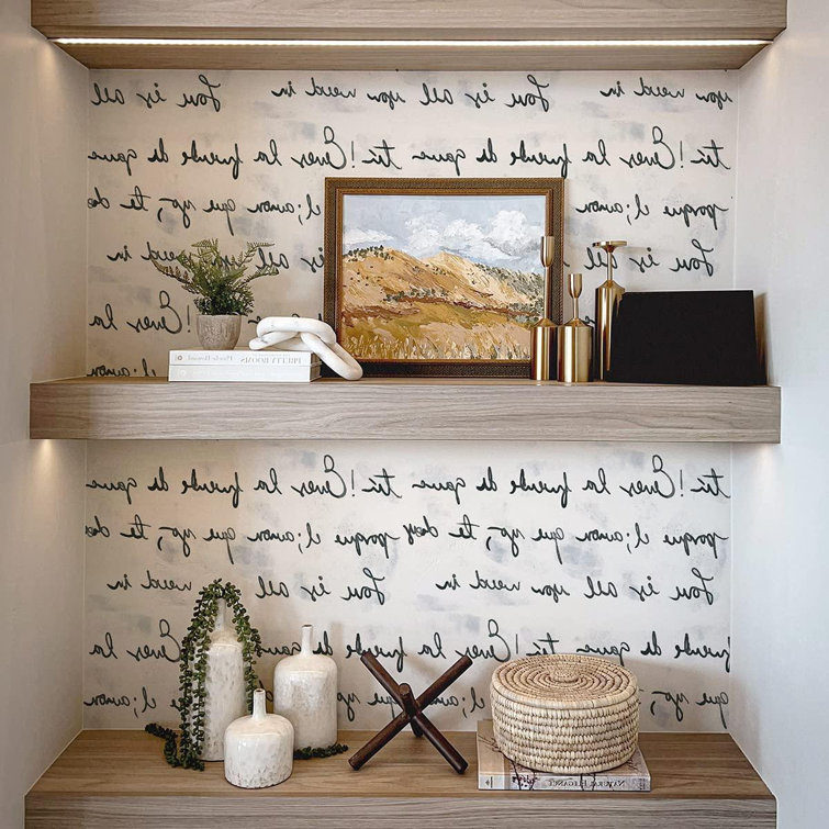 Homlpope Newspaper Wallpaper Script Peel And Stick WallpaperWallpaper ...