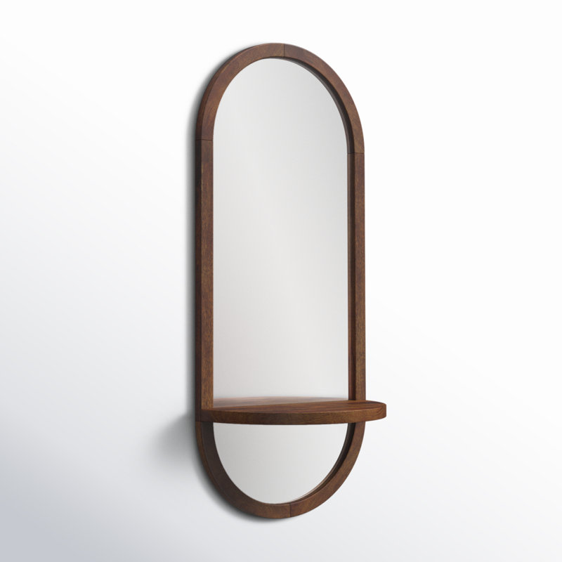 Birch Lane™ Meliora Wood Framed Capsule Mirror with Shelf & Reviews ...