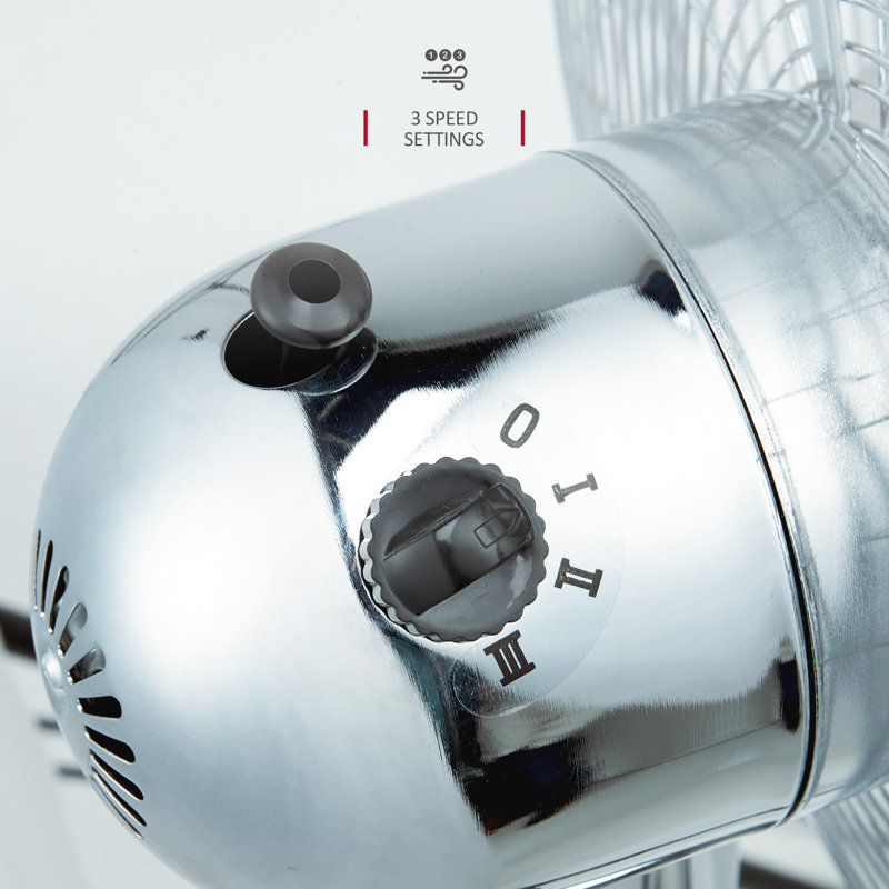 NETTA 16 Inch Metal Pedestal Floor Fan, Chrome Standing Fan With 5 ...