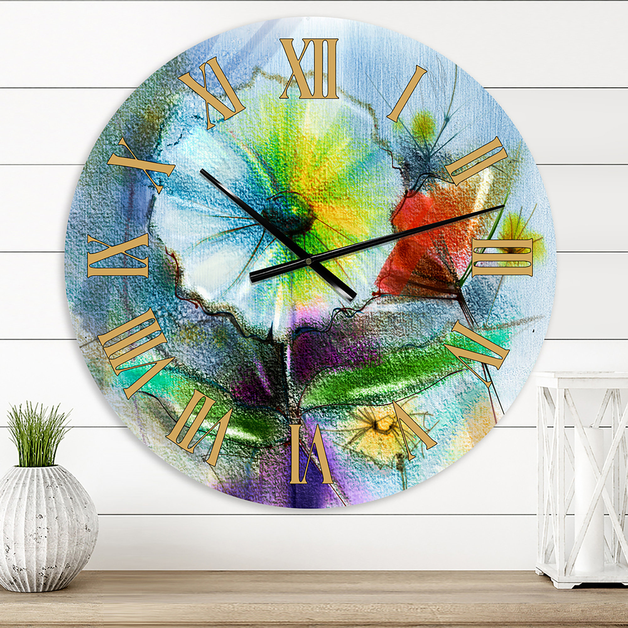 East Urban Home Hand painted Still life Yellow Pink and Red Daisy ...