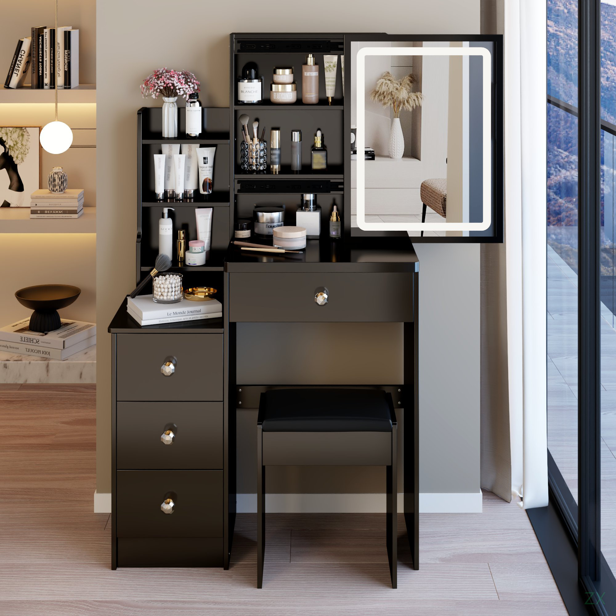 XICHONGDIANSHANG 29.2" Small Left Bedside Cabinet Vanity Table ...