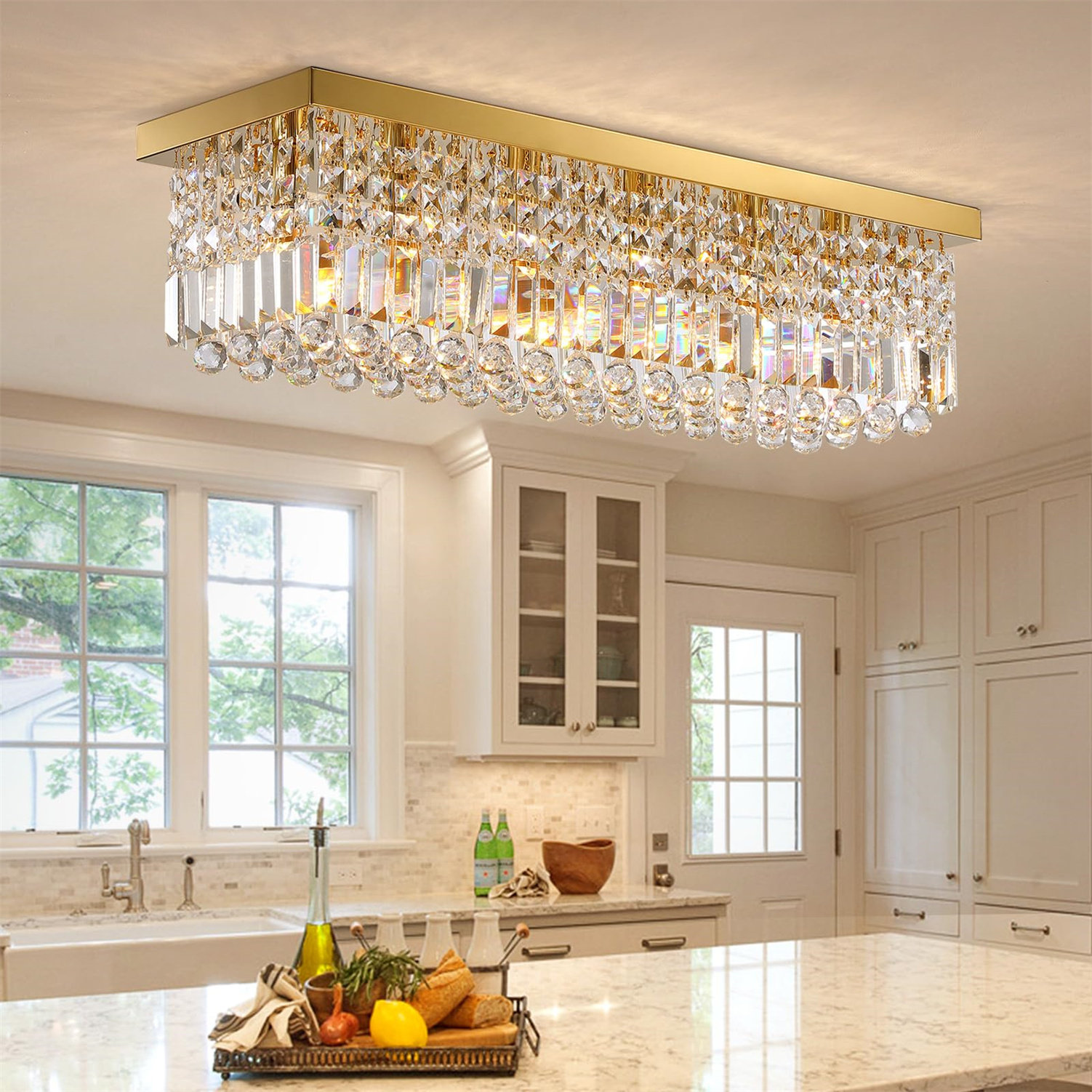 House of Hampton Modern Luxury Gold Crystal Chandelier - Easy Assembly ...
