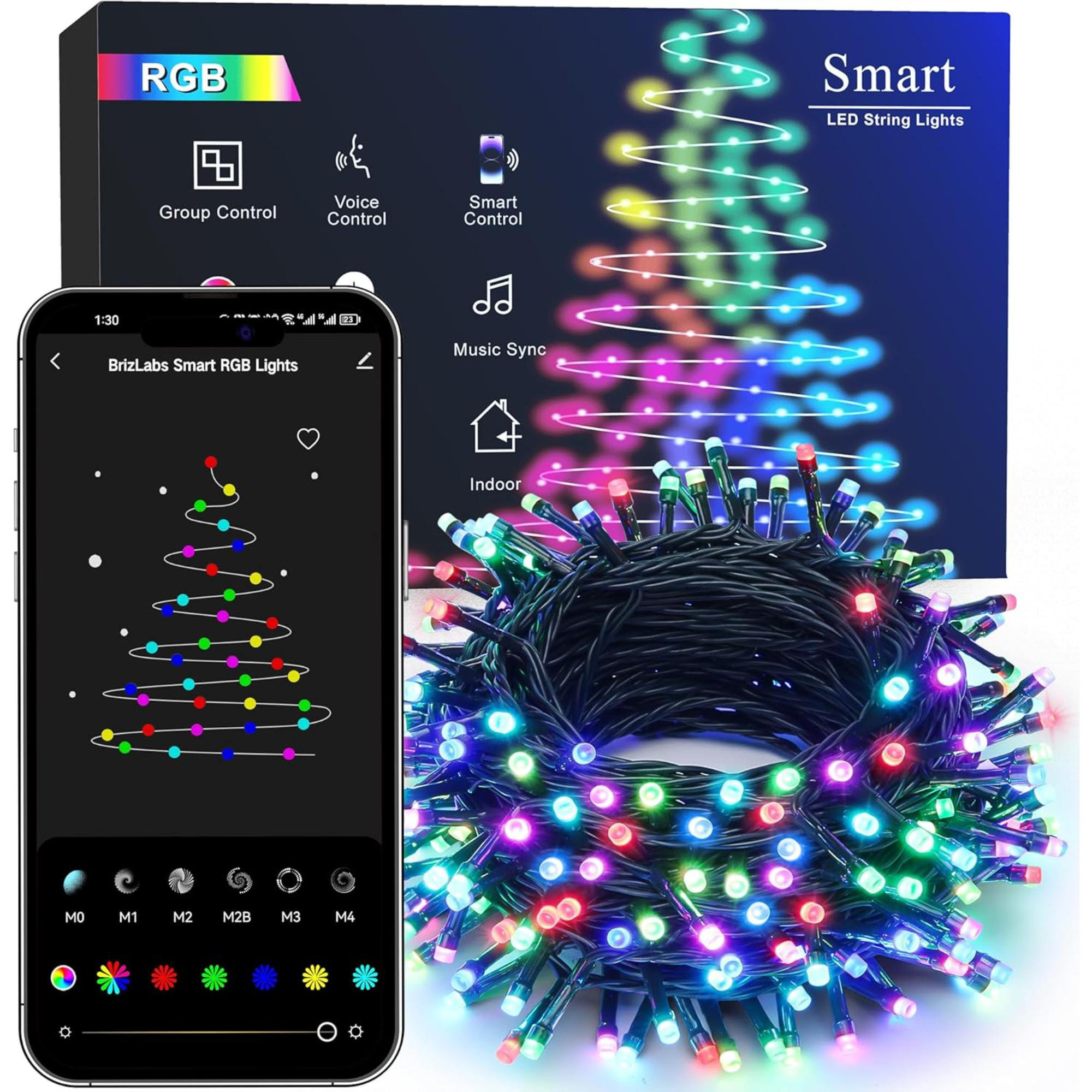 The Holiday Aisle® Smart Color Changing Christmas Lights, 65Ft 198 LED ...