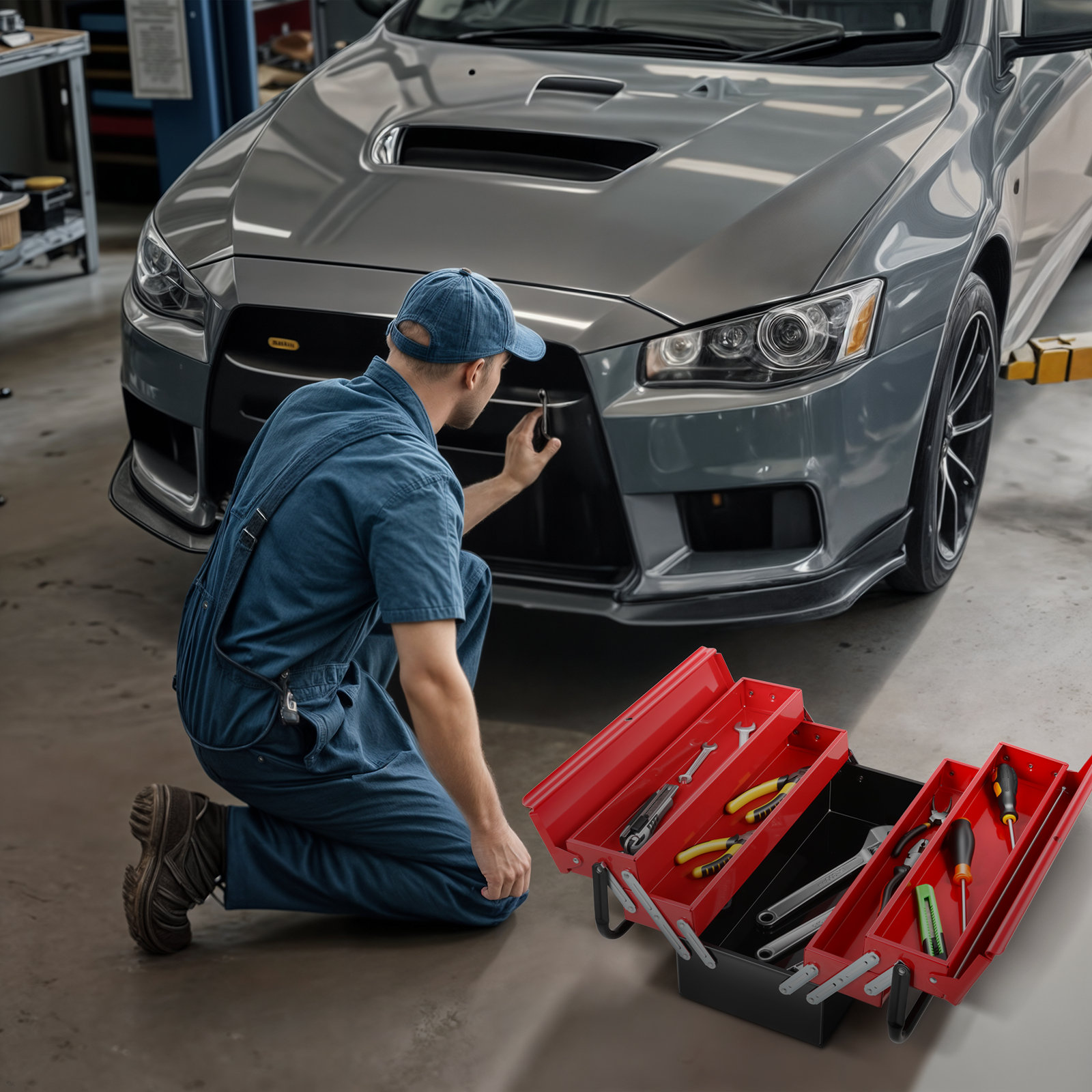 WFX Utility™ 21" Heavy-Duty Metal Tool Box With 5 Drawers & 3-Layer ...