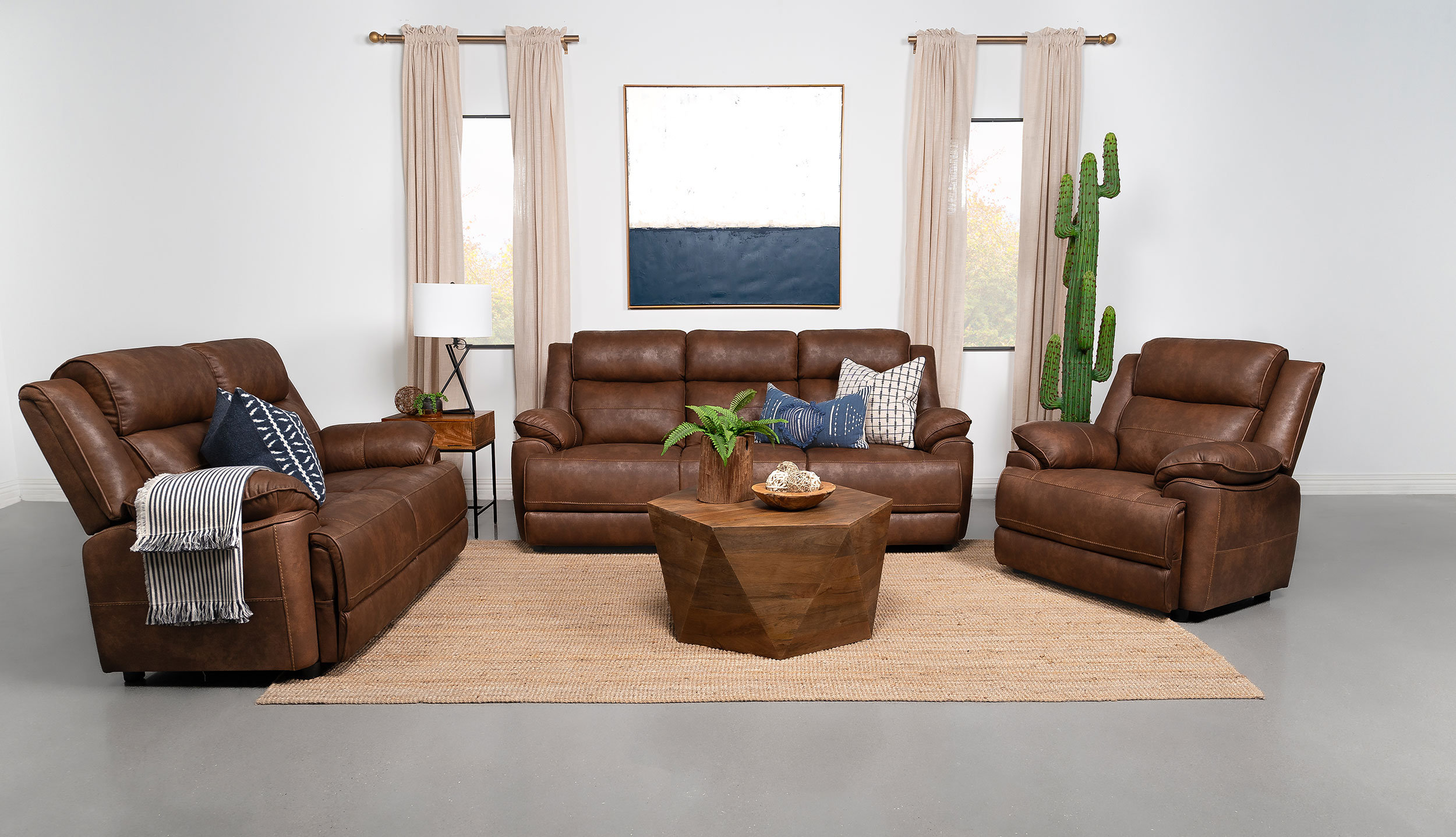 Alma Ellington 3-Piece Upholstered Padded Arm Sofa Set Dark Brown | Wayfair
