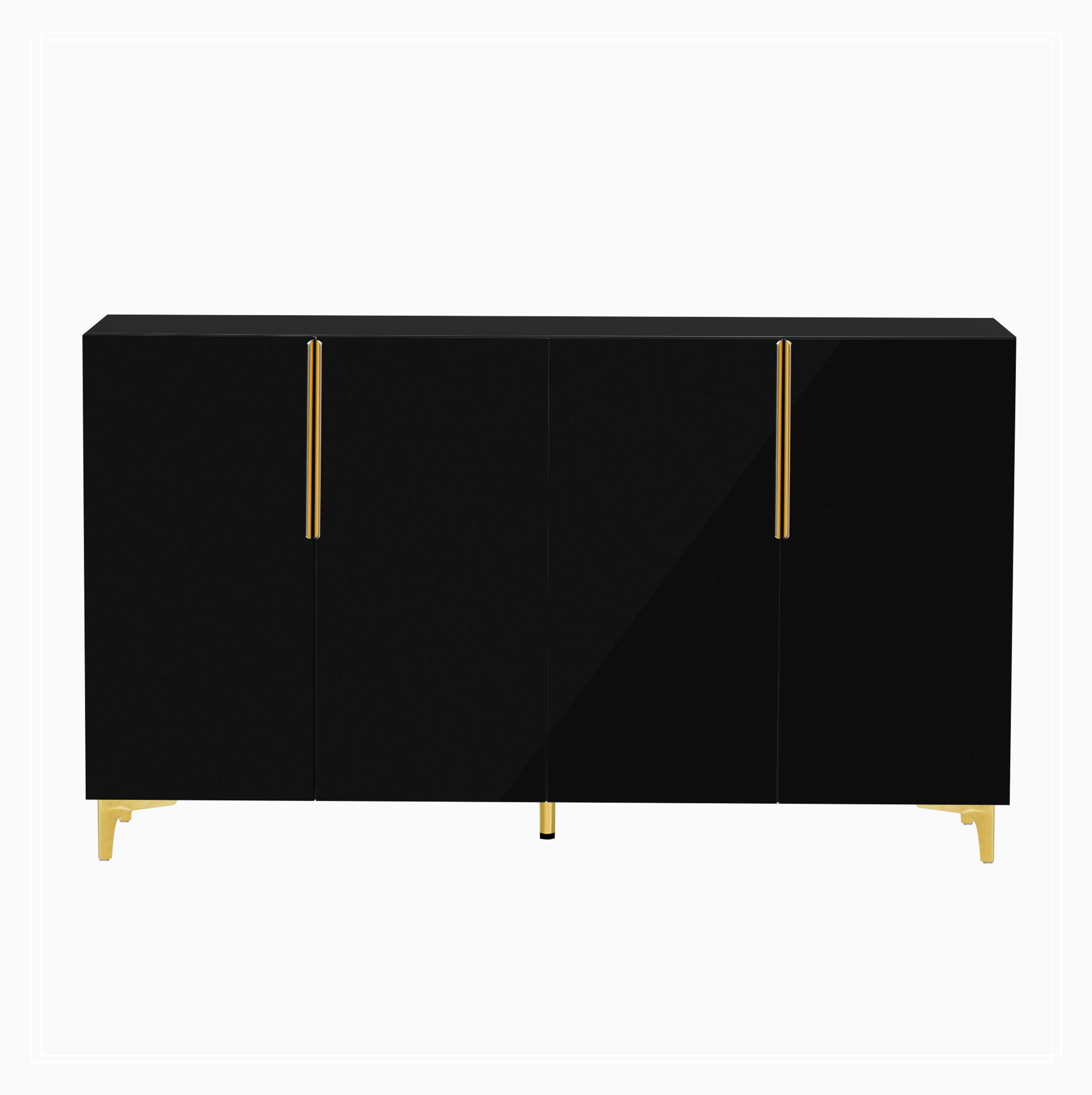 Mercer41 Glossy Finish Light Luxury Storage Cabinet, Adjustable ...