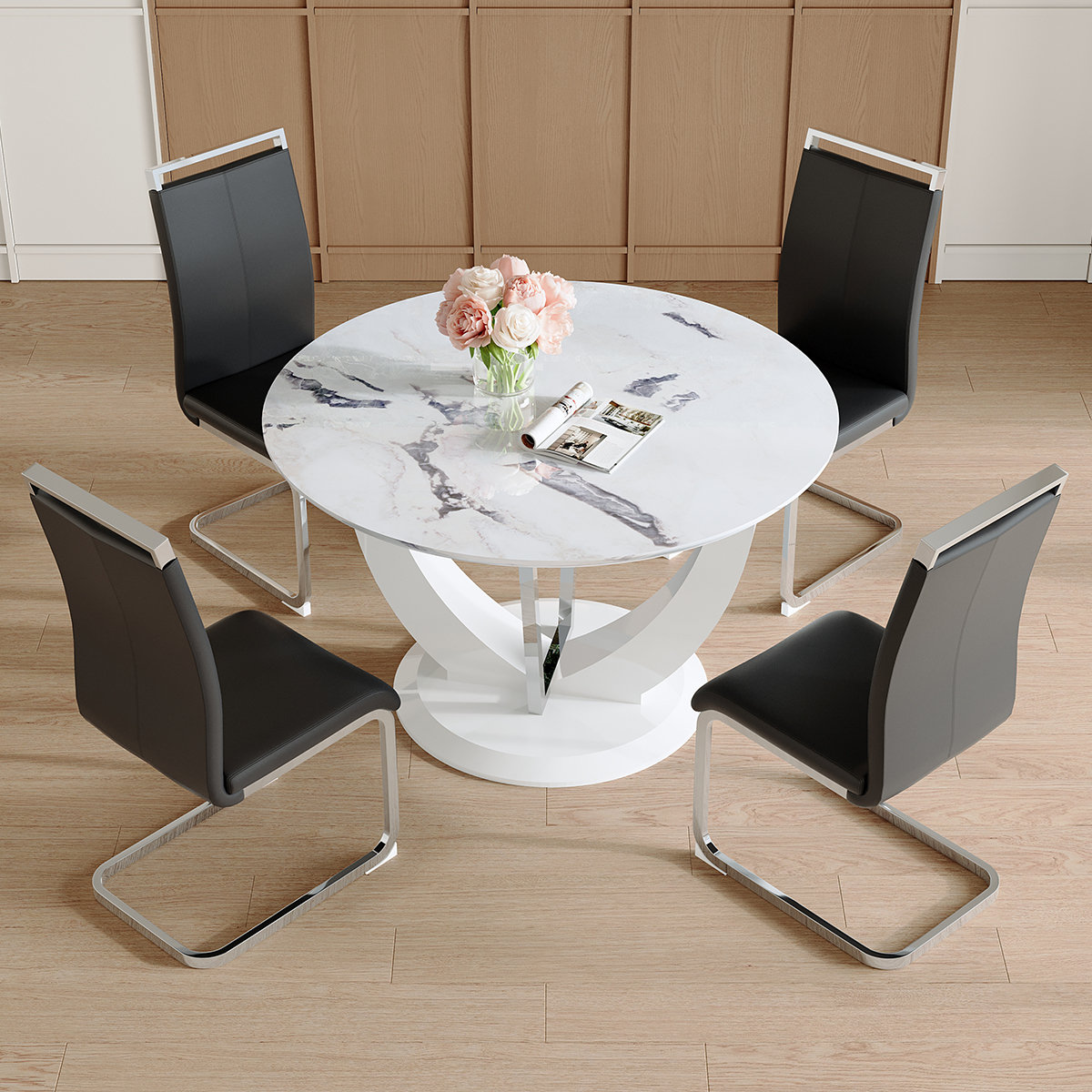 Ivy Bronx Round Dining Table Set | Wayfair