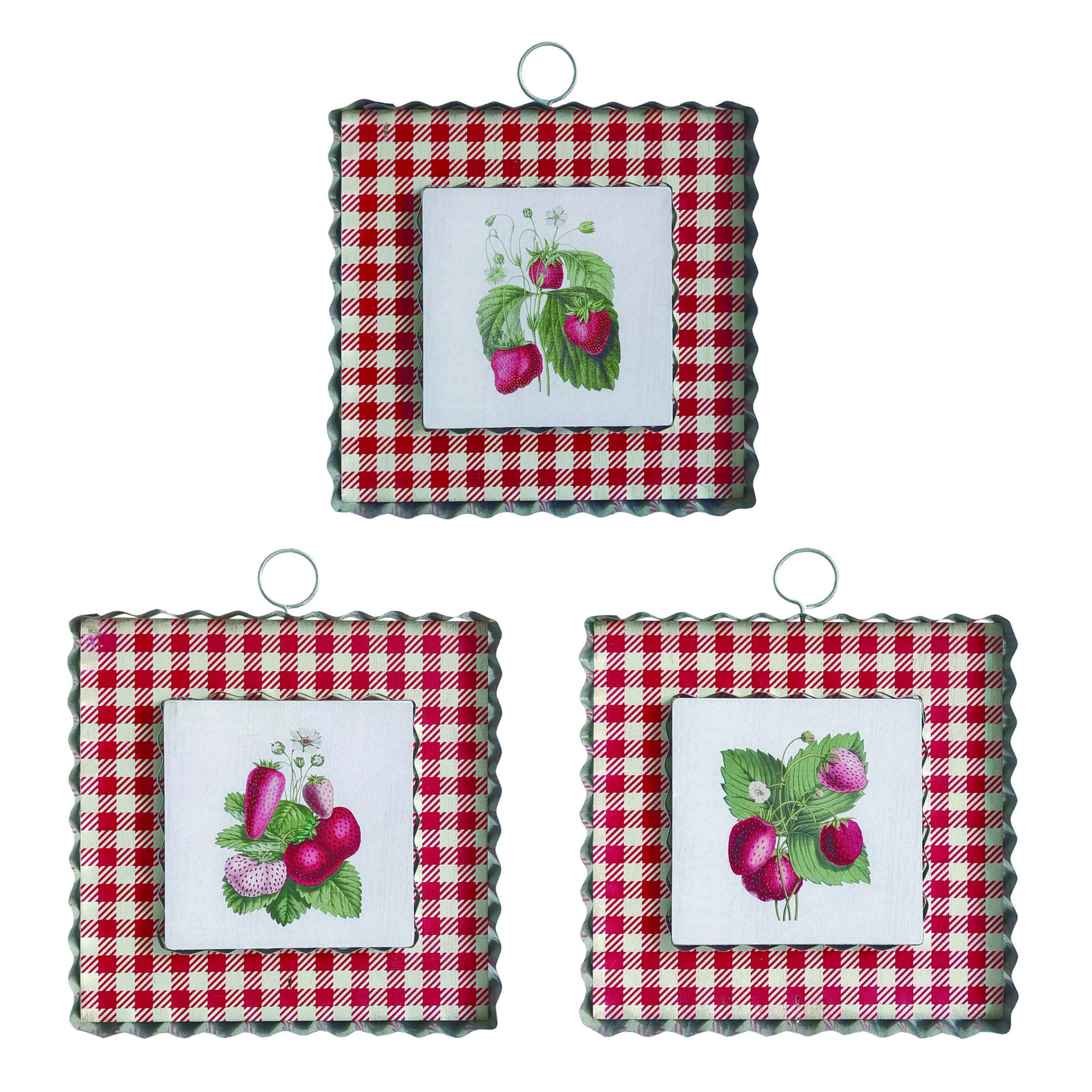 August Grove MDF/Metal Strawberry Plaid Decor Set of 3 Spring Home ...