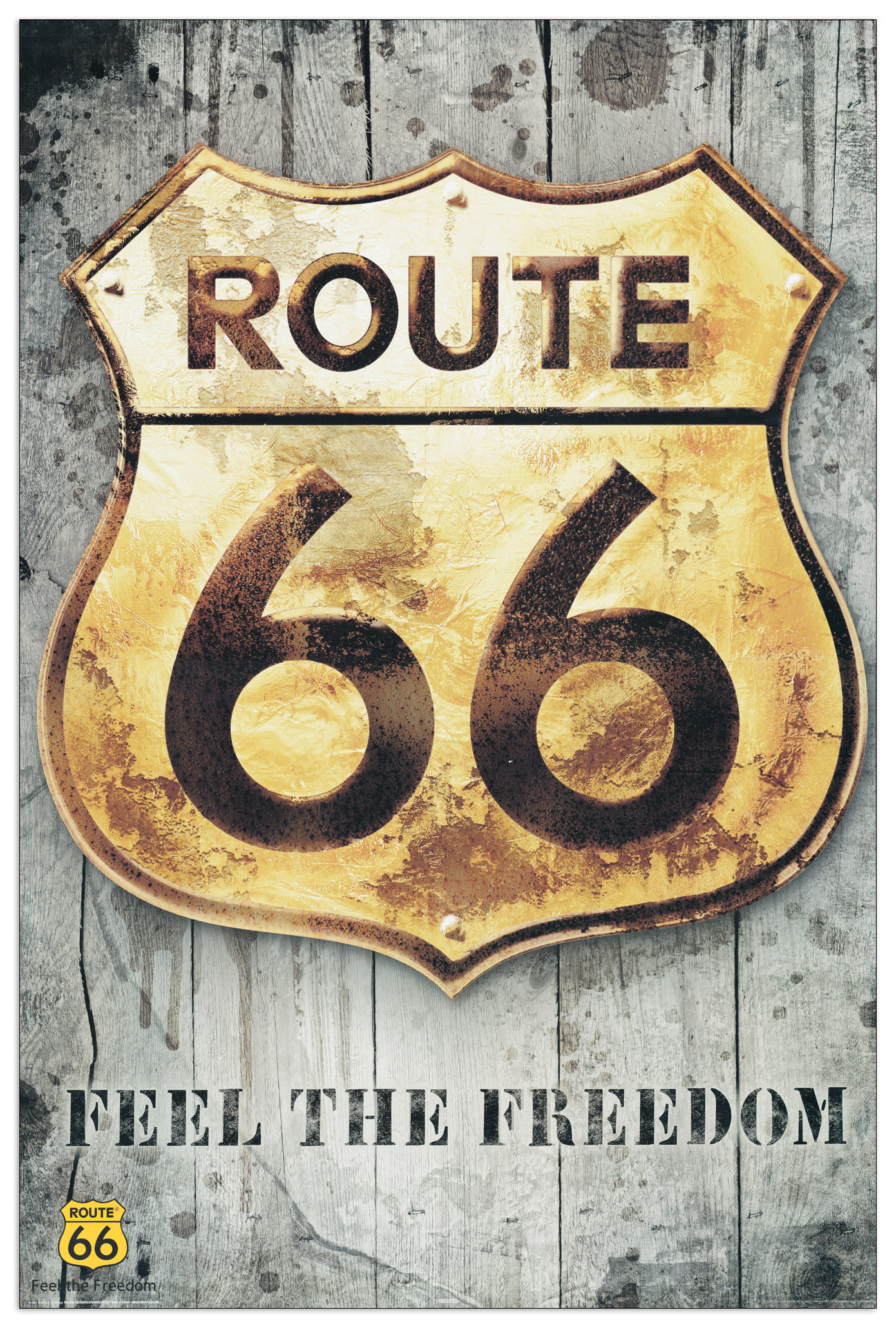 East Urban Home Golden Sign - No Frame Rectangle Print on Wood ...