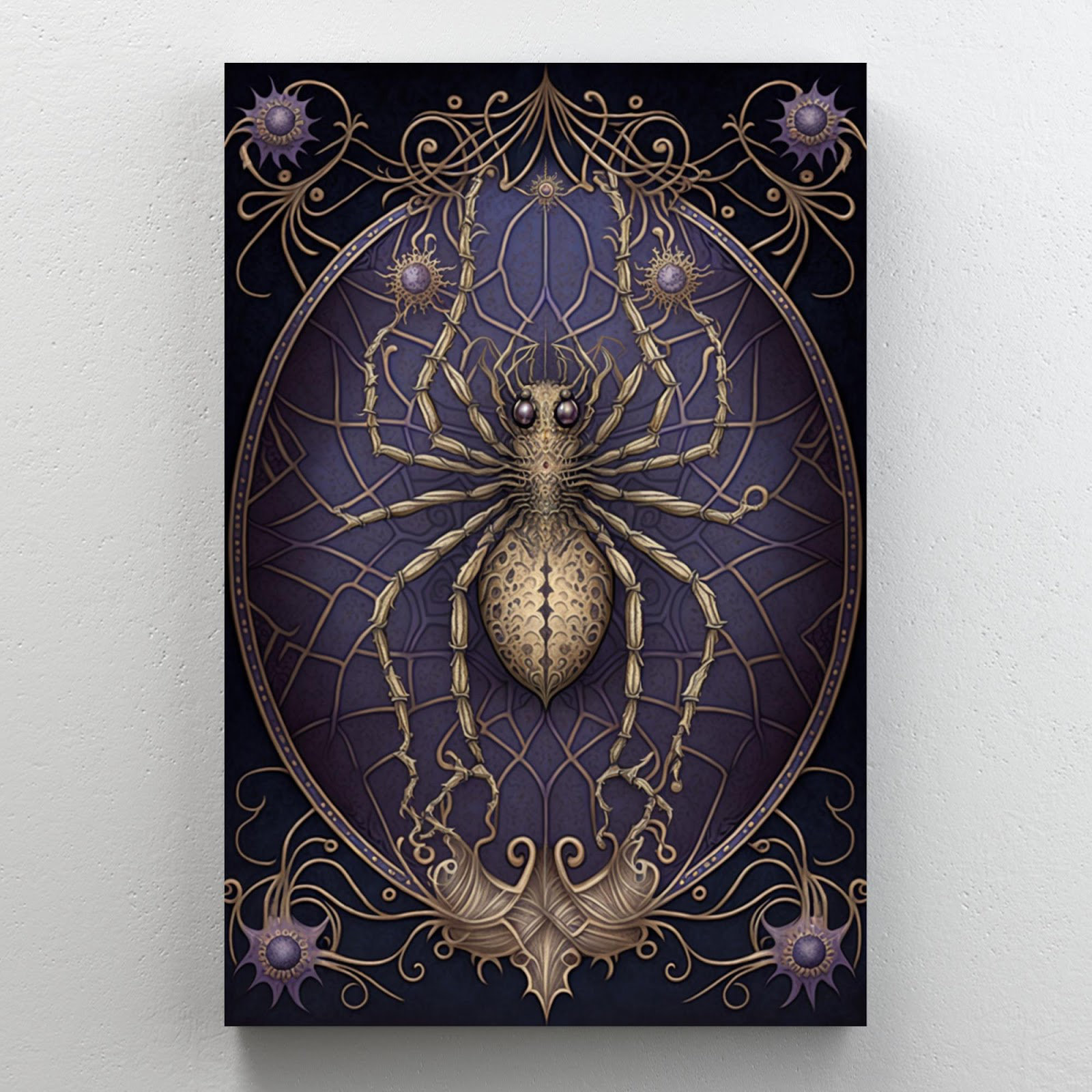 August Grove® Lavender and Spider - Wrapped Canvas Graphic Art | Wayfair