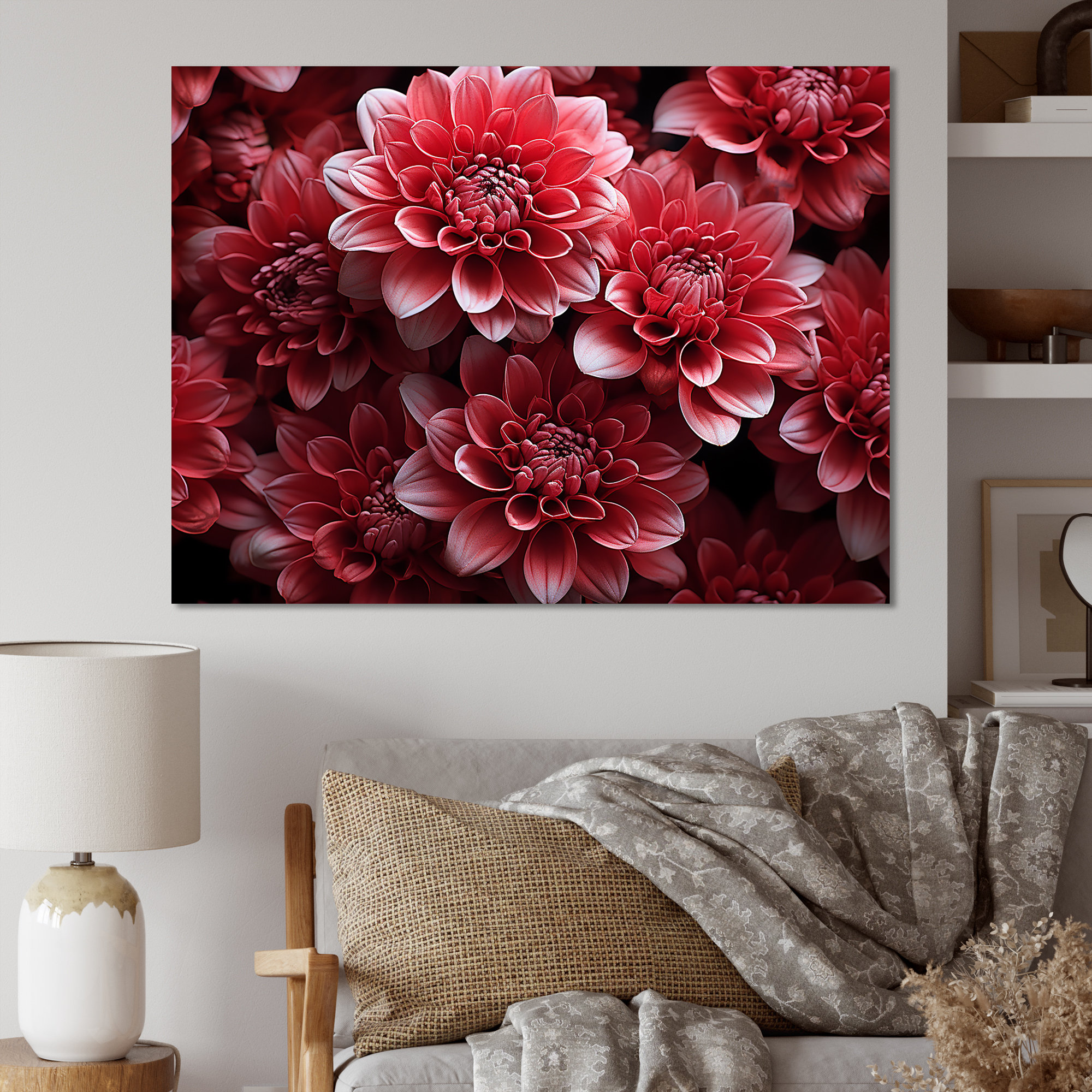 Design Art Crimson Mums Elegance Blooms I - Mums Canvas Prints | Wayfair