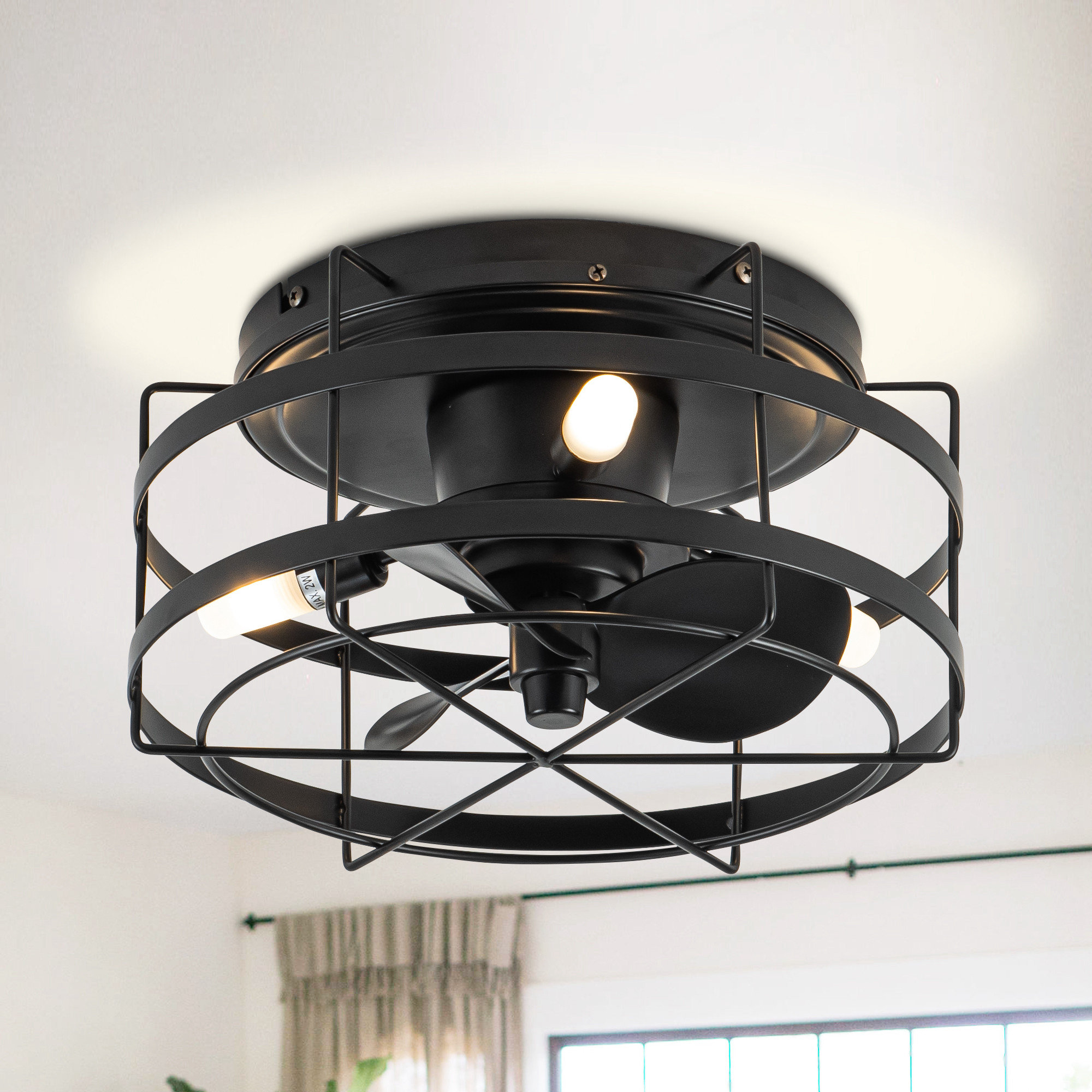 Laurel Foundry Modern Farmhouse® Anthony 12.5'' Black Caged Ceiling Fan ...