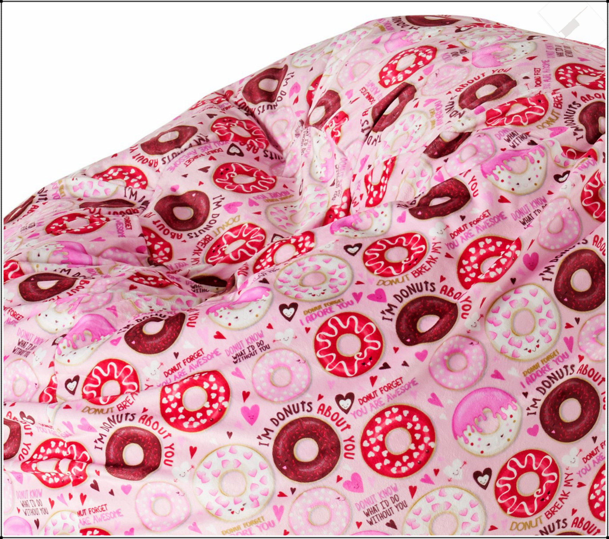 George Oliver Puff-Puff 3 Foot Rounded Bean Bag, Pink Donut Print, Soft ...