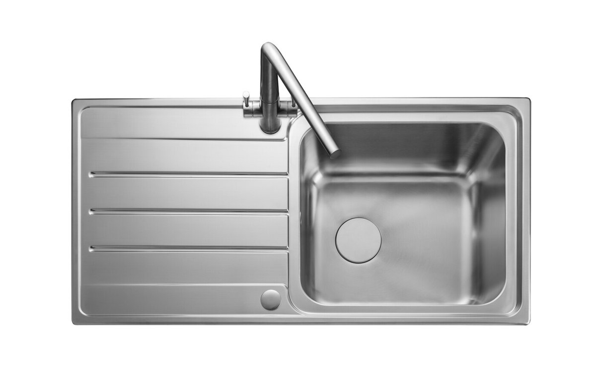 Rangemaster Sink & Taps 500mm W Single Bowl Stainless Steel Drop-In ...