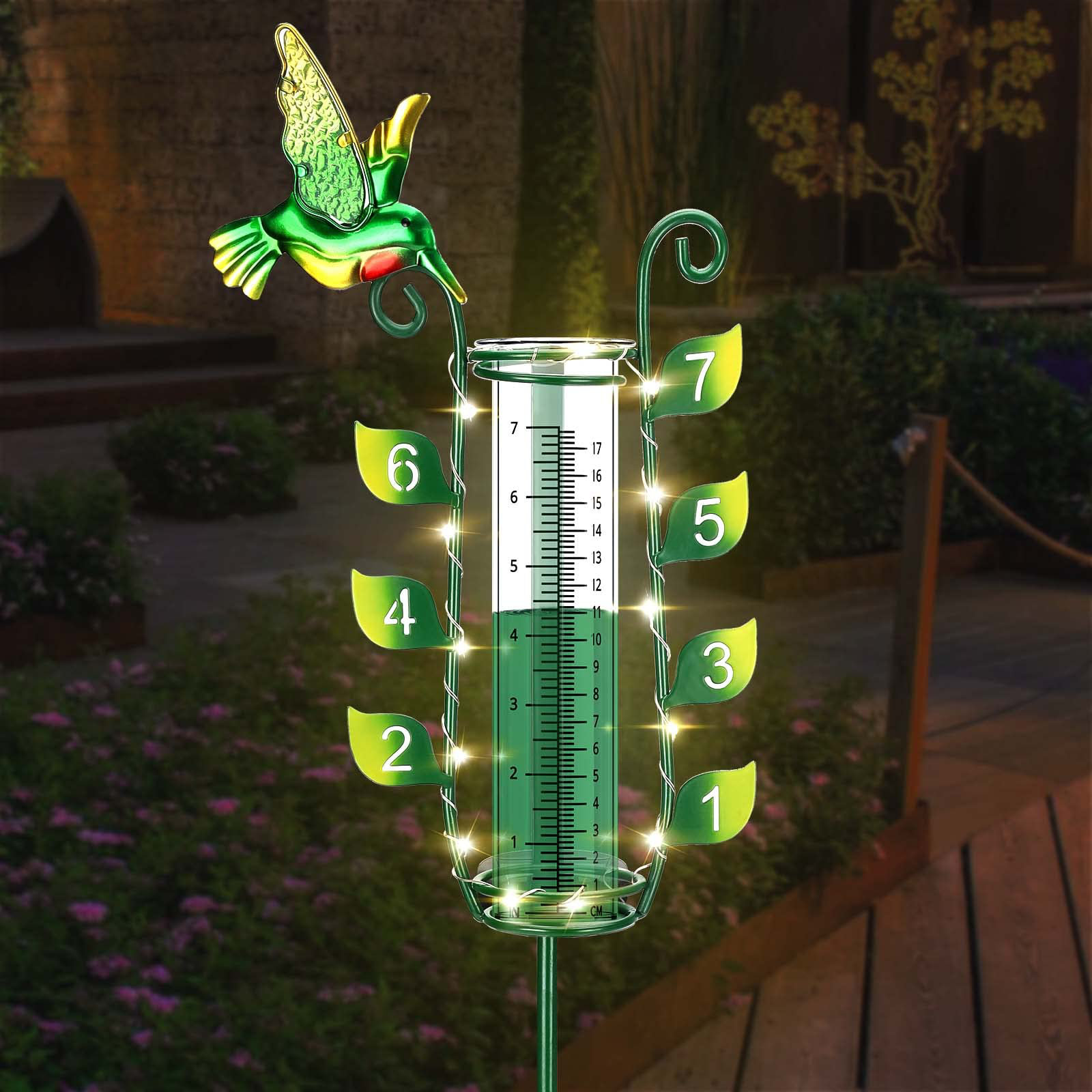 Zeki Shoggy Rain Gauge With Solar Lights, Large Number Rain Gauges ...