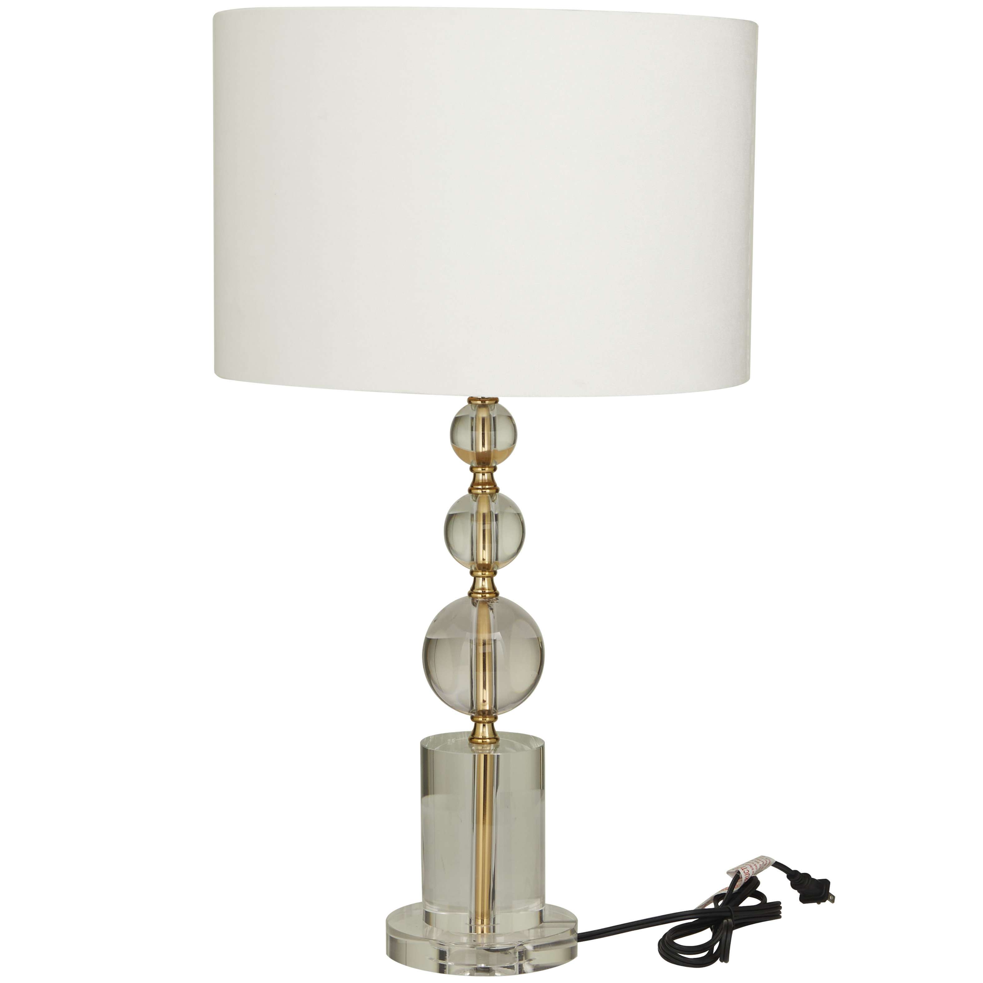 Everly Quinn Crystal Orbs Style Base Gold Table Lamp with Drum Shade | Wayfair