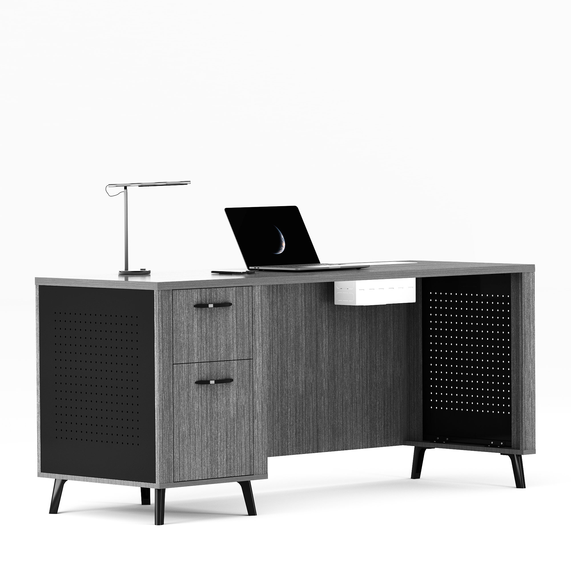 Inbox Zero Nett Executive Desk With File Cabinet For Home Office | Wayfair