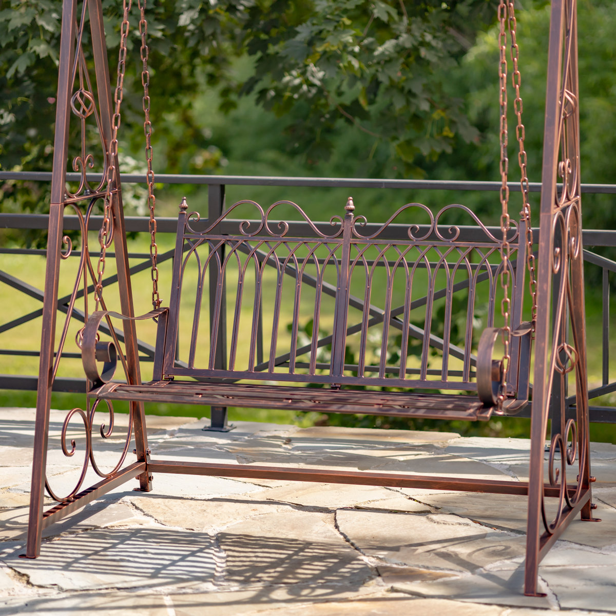 Bloomsbury Market Valley Forge Two-Person Metal Porch Swing | Wayfair