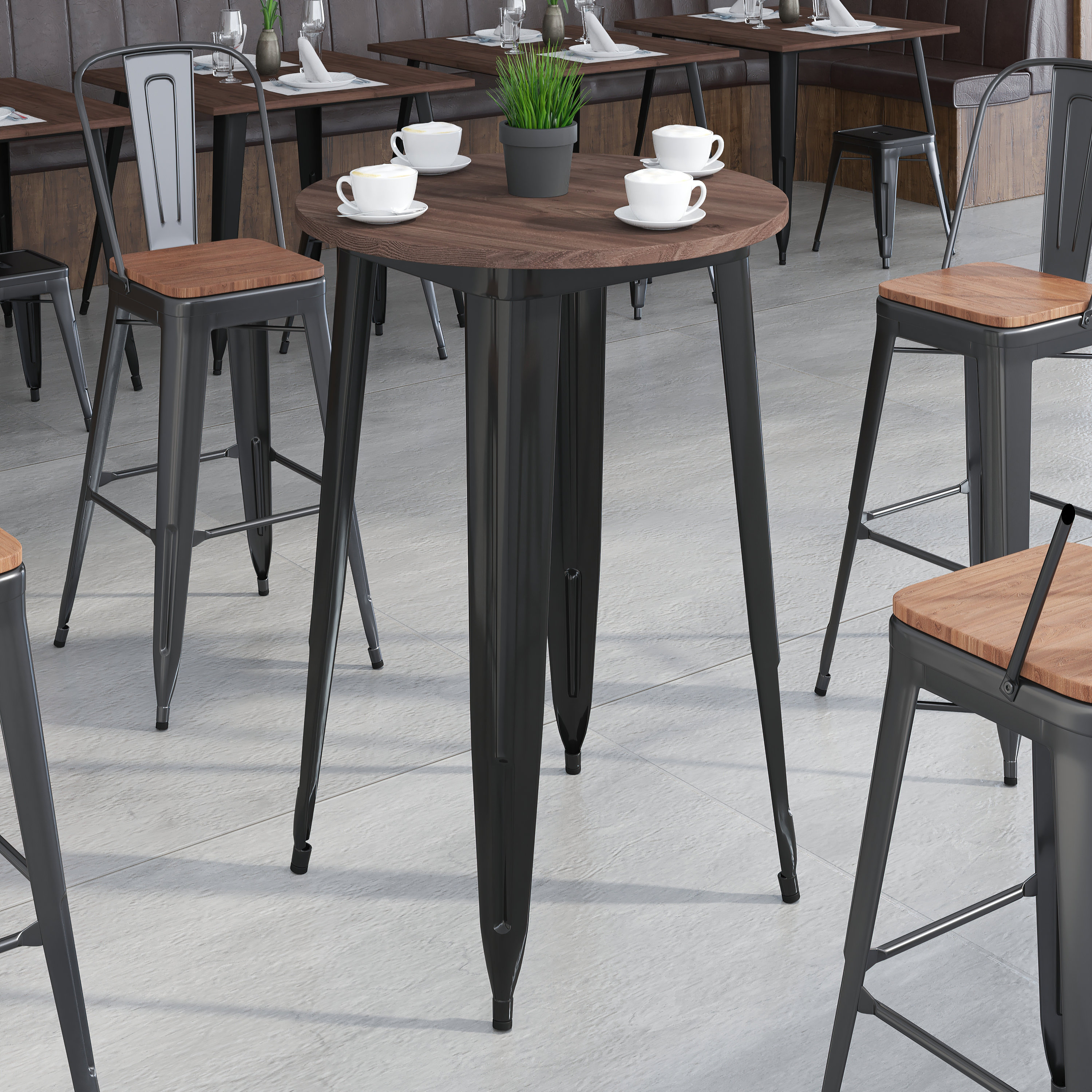 Williston Forge Hertfordshire 30" Round Metal Indoor Bar Height Table ...