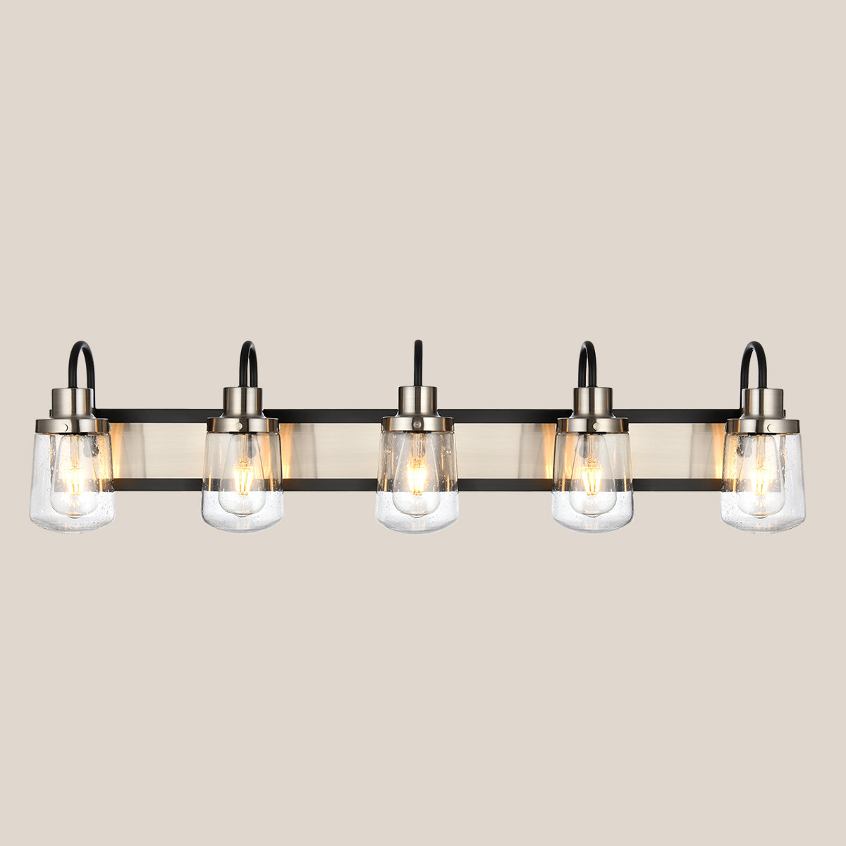 Latitude Run® Black And Brush Nickel Vanity Light, 5-Light Fixture ...